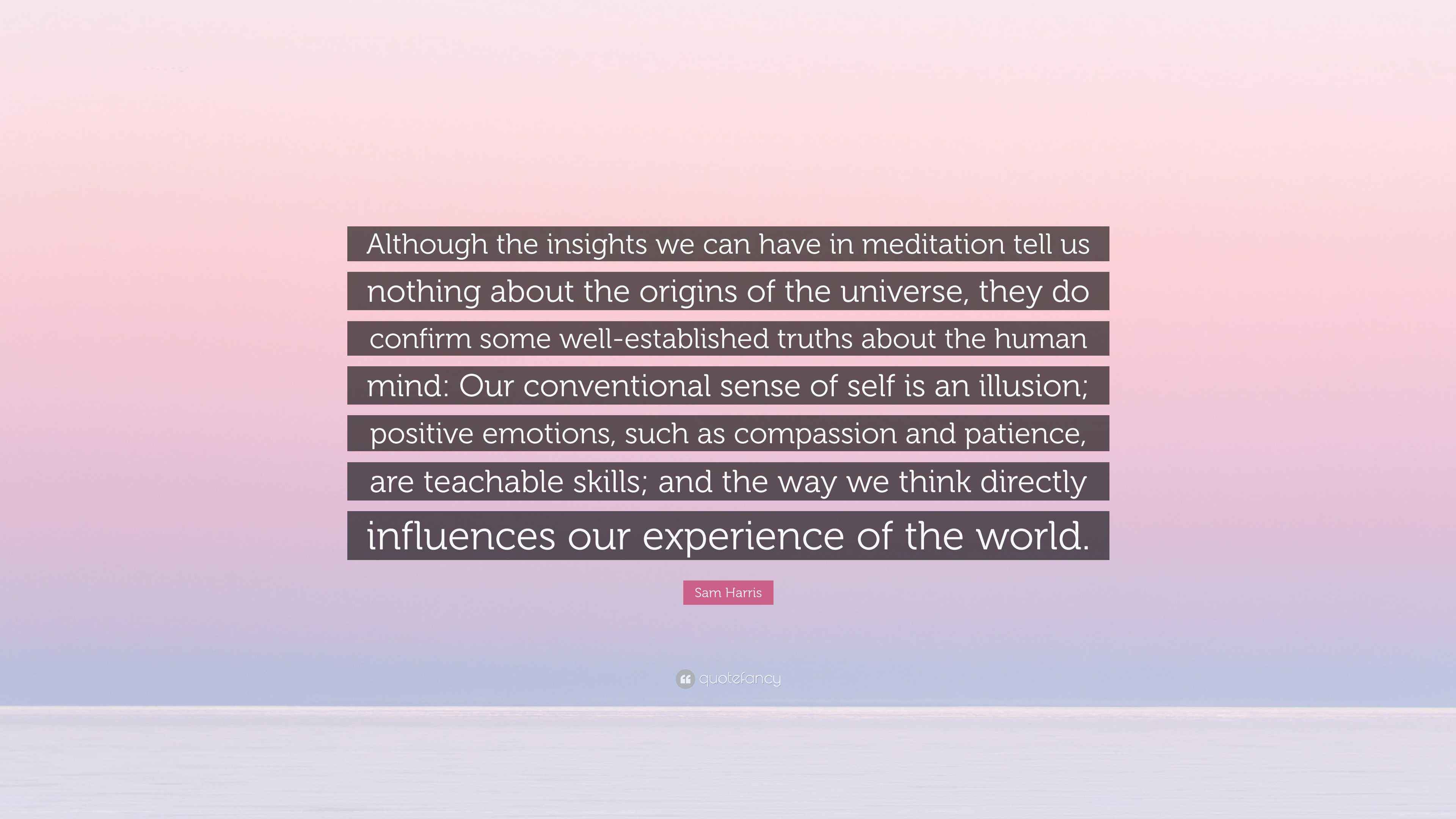 Sam Harris Quote: “Although the insights we can have in meditation tell ...