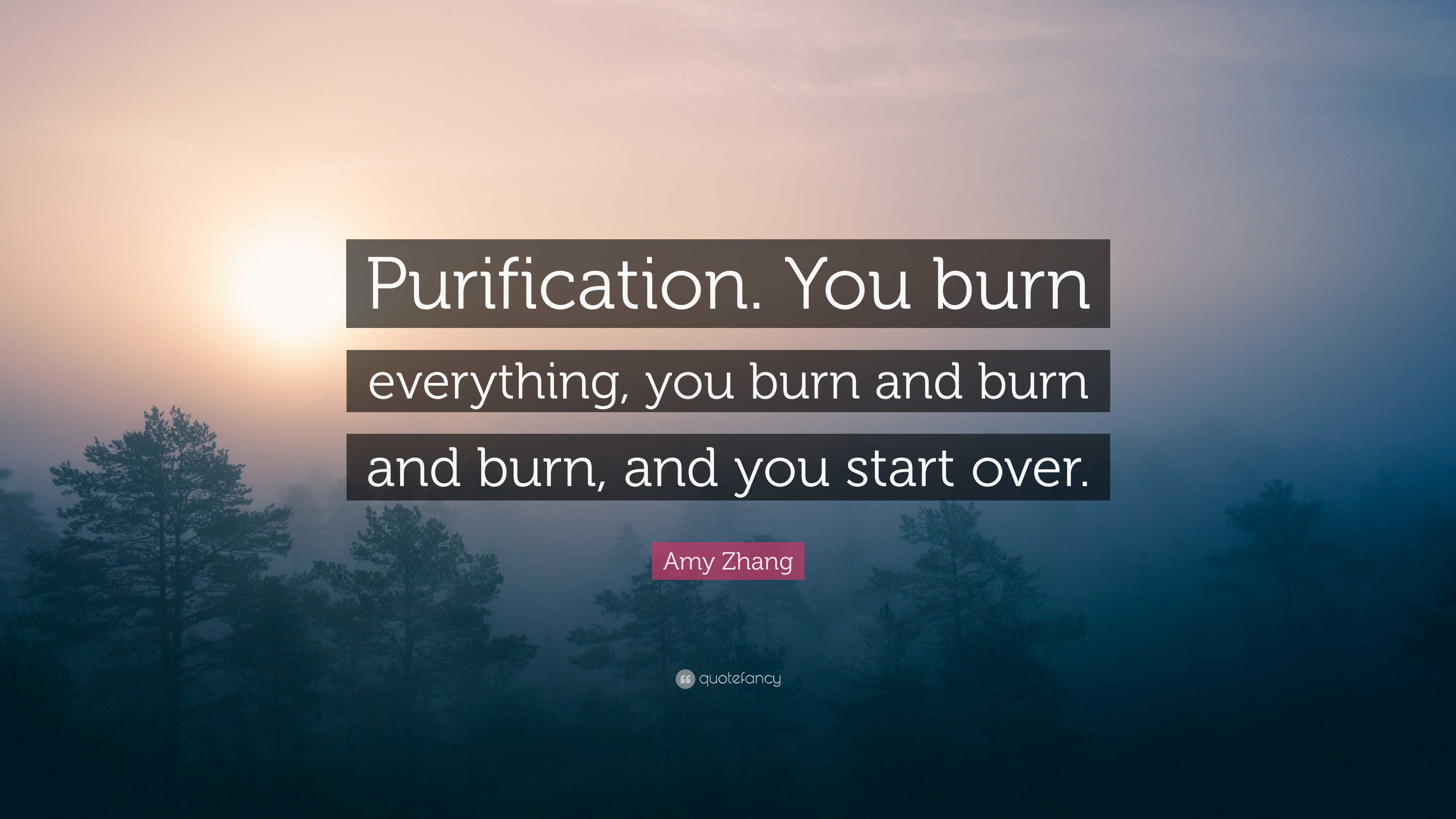 Amy Zhang Quote: “Purification. You burn everything, you burn and burn ...