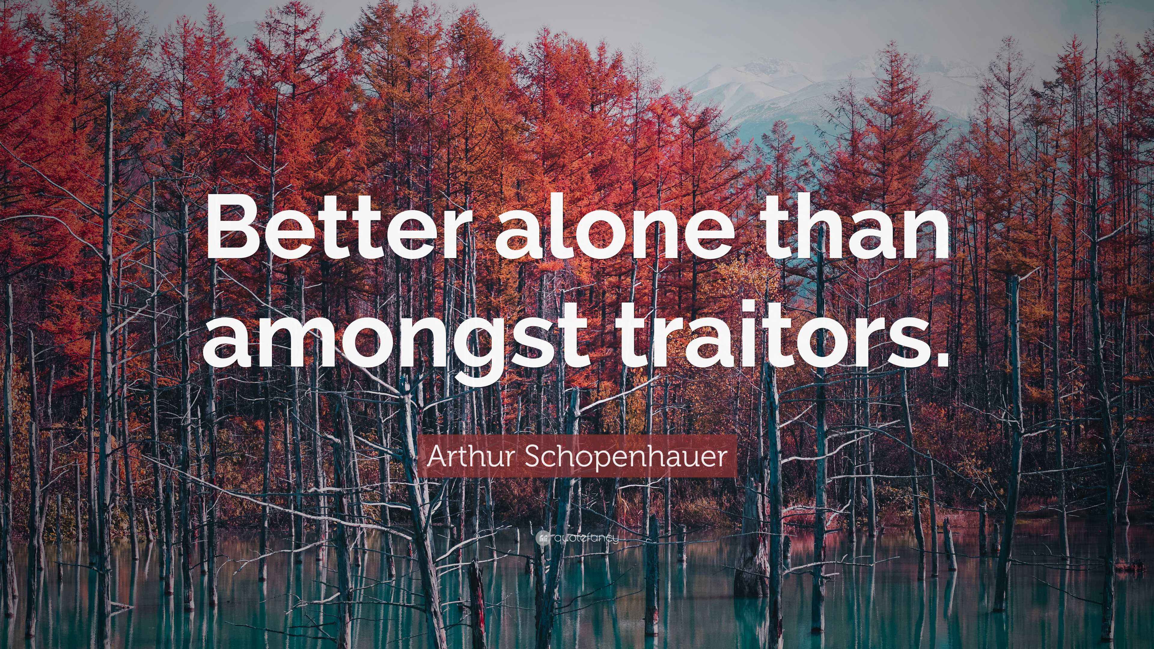 Arthur Schopenhauer Quote: “Better alone than amongst traitors.”