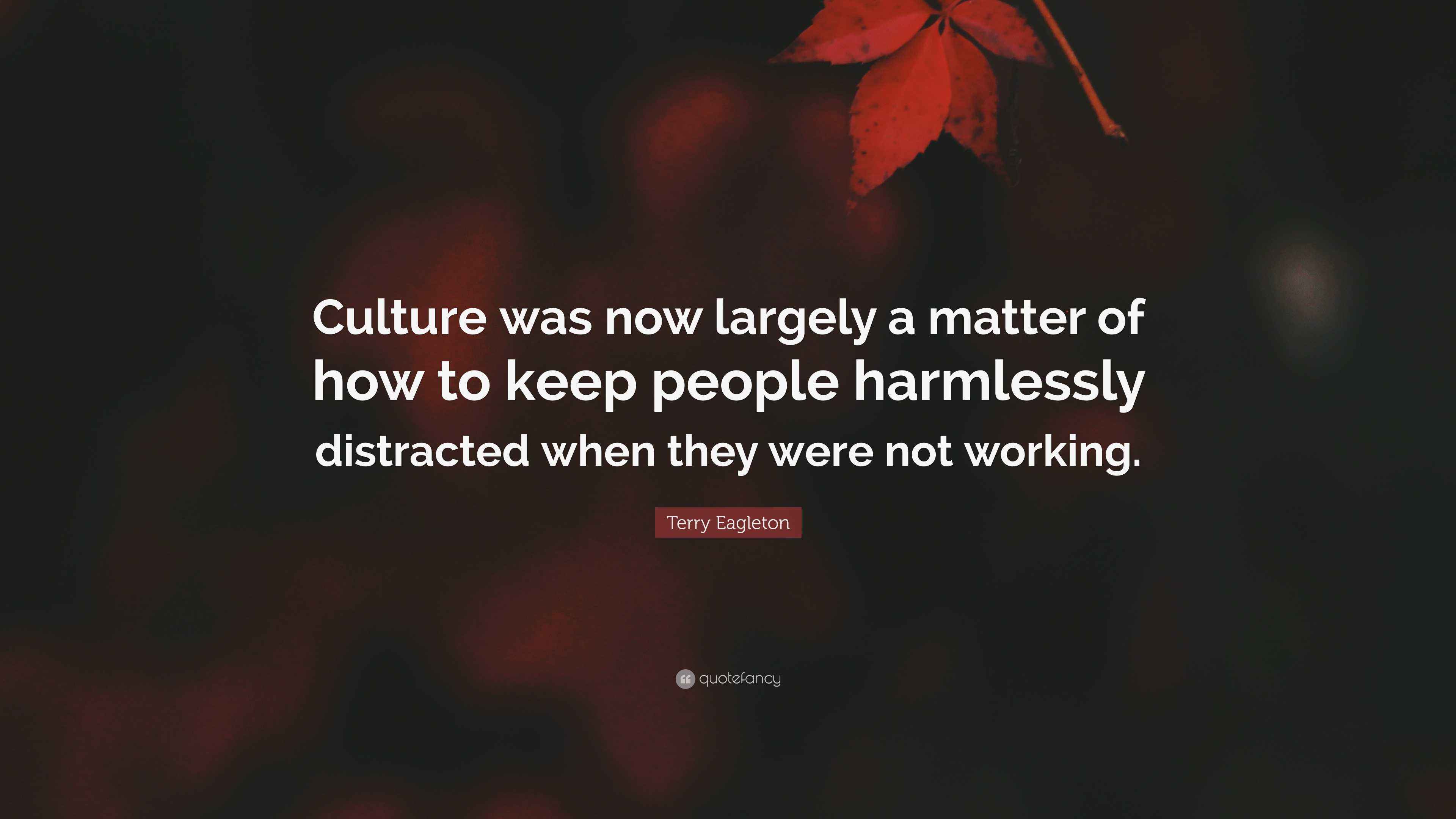 Terry Eagleton Quote: “Culture was now largely a matter of how to keep ...
