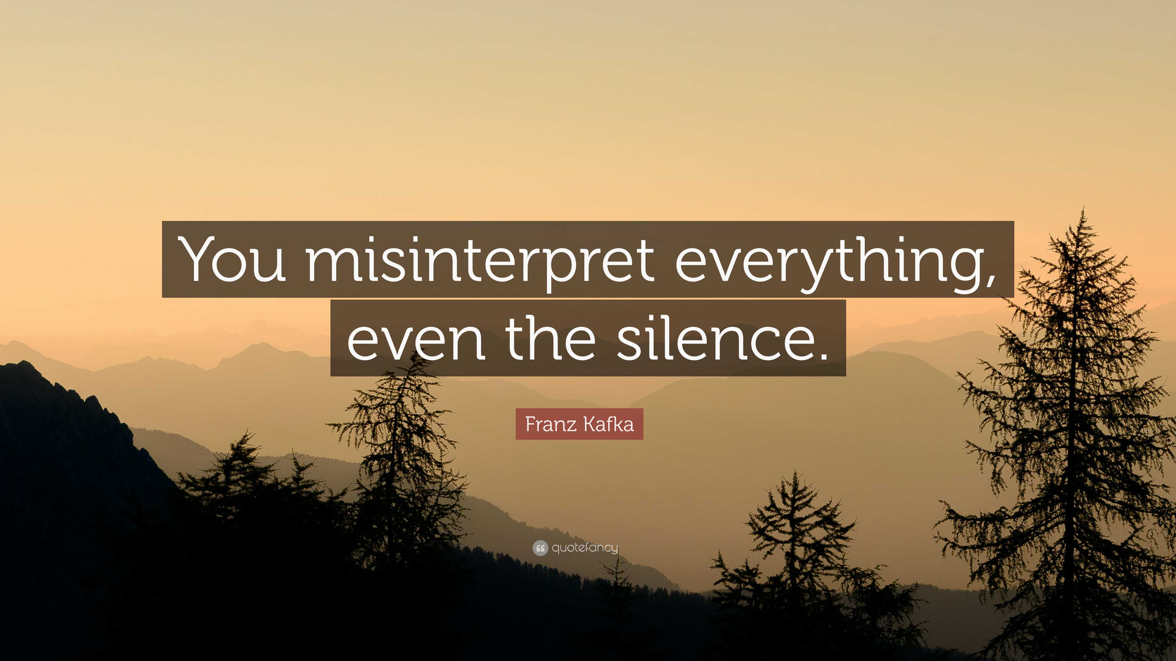 Franz Kafka Quote: “You misinterpret everything, even the silence.”