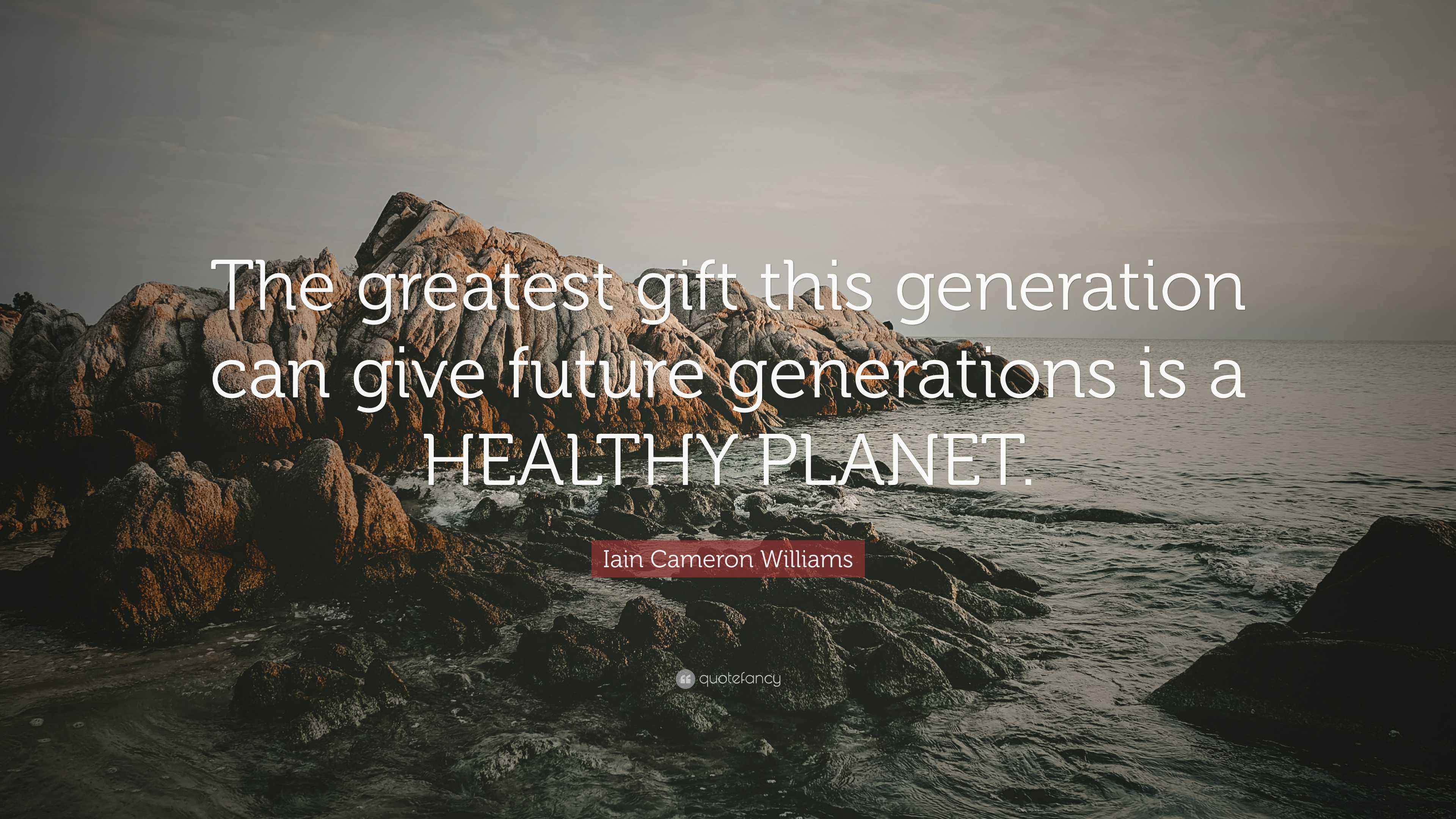 Iain Cameron Williams Quote: “The greatest gift this generation can ...