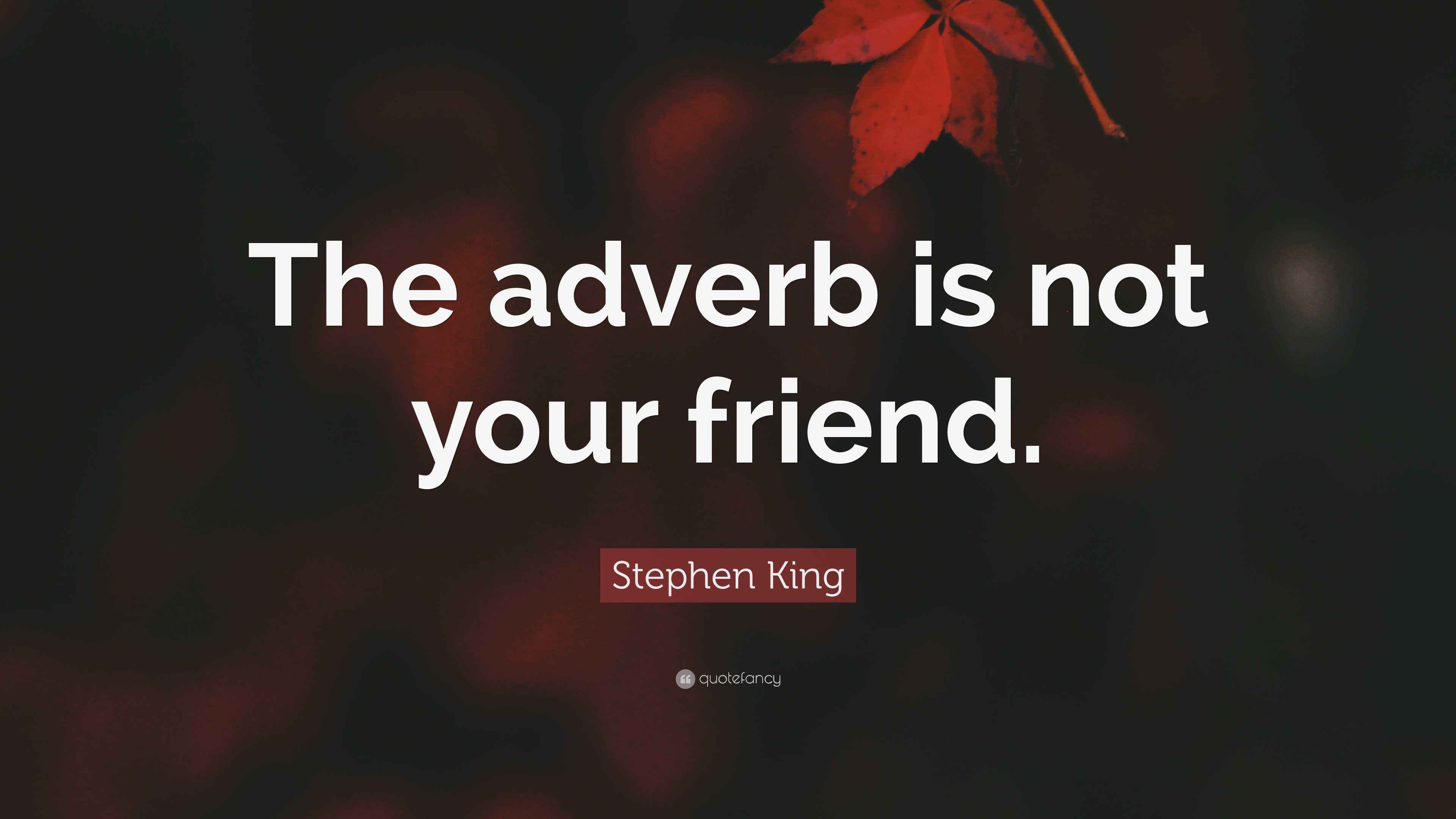 Stephen King Quote: “The adverb is not your friend.”