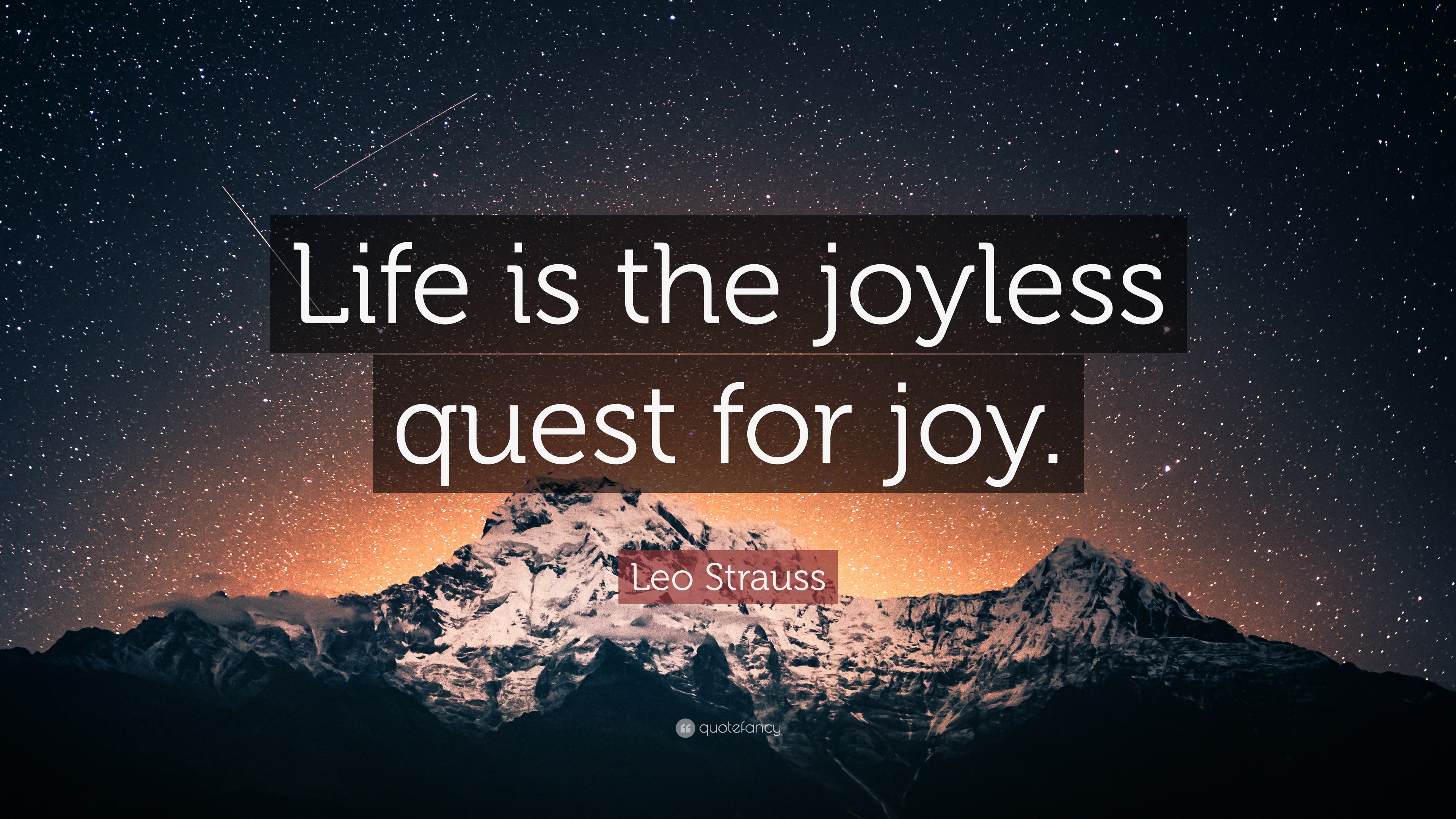 Leo Strauss Quote: “Life is the joyless quest for joy.”
