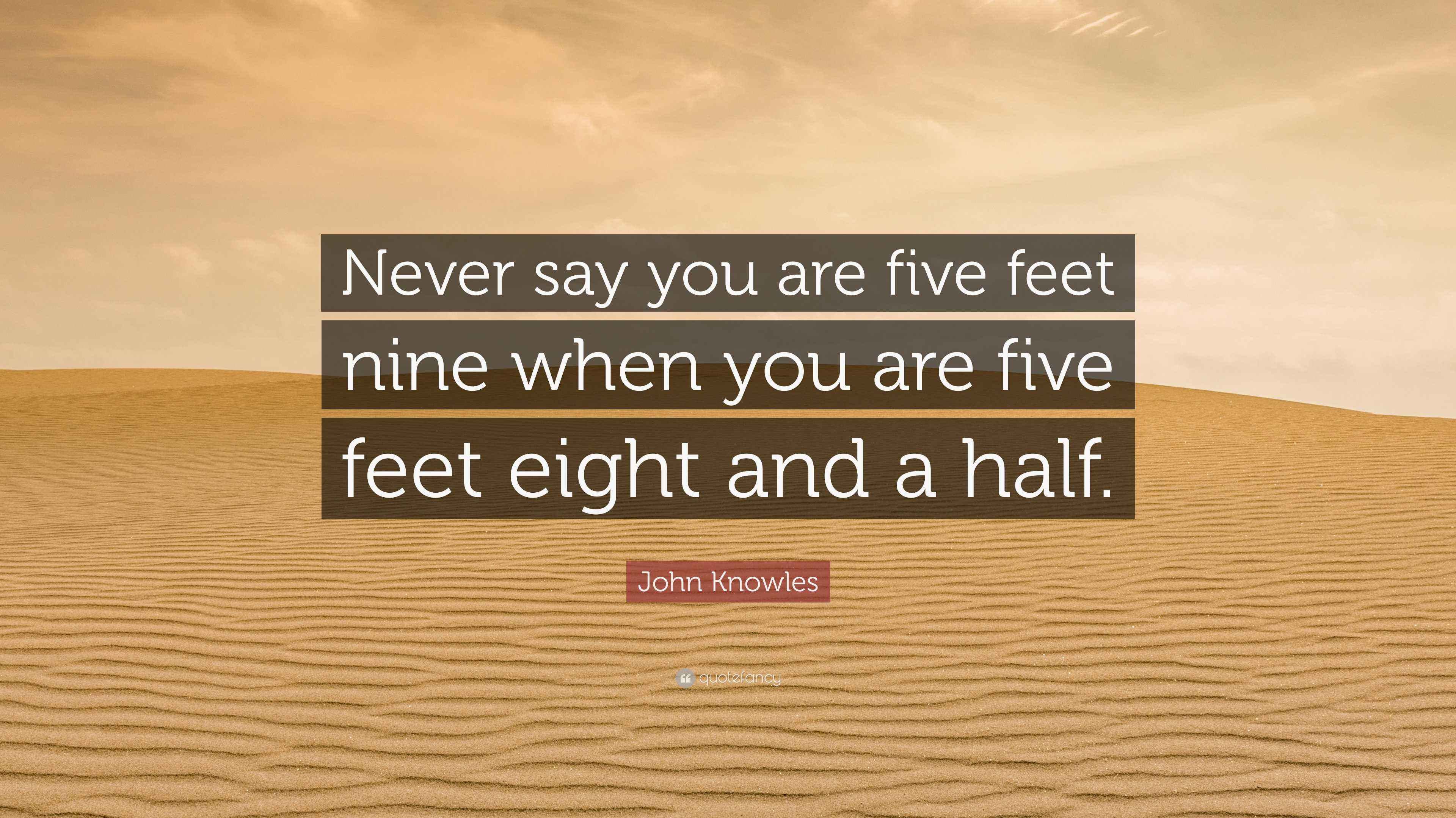 John Knowles Quote: “Never say you are five feet nine when you are five ...
