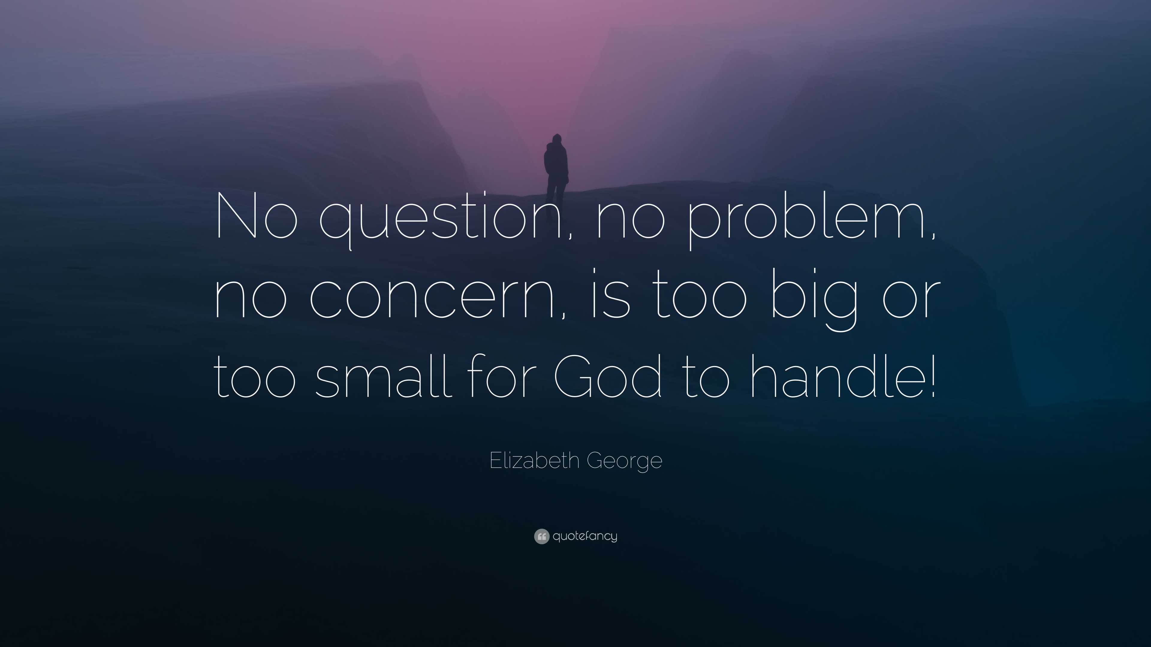 Elizabeth George Quote: “No question, no problem, no concern, is too ...