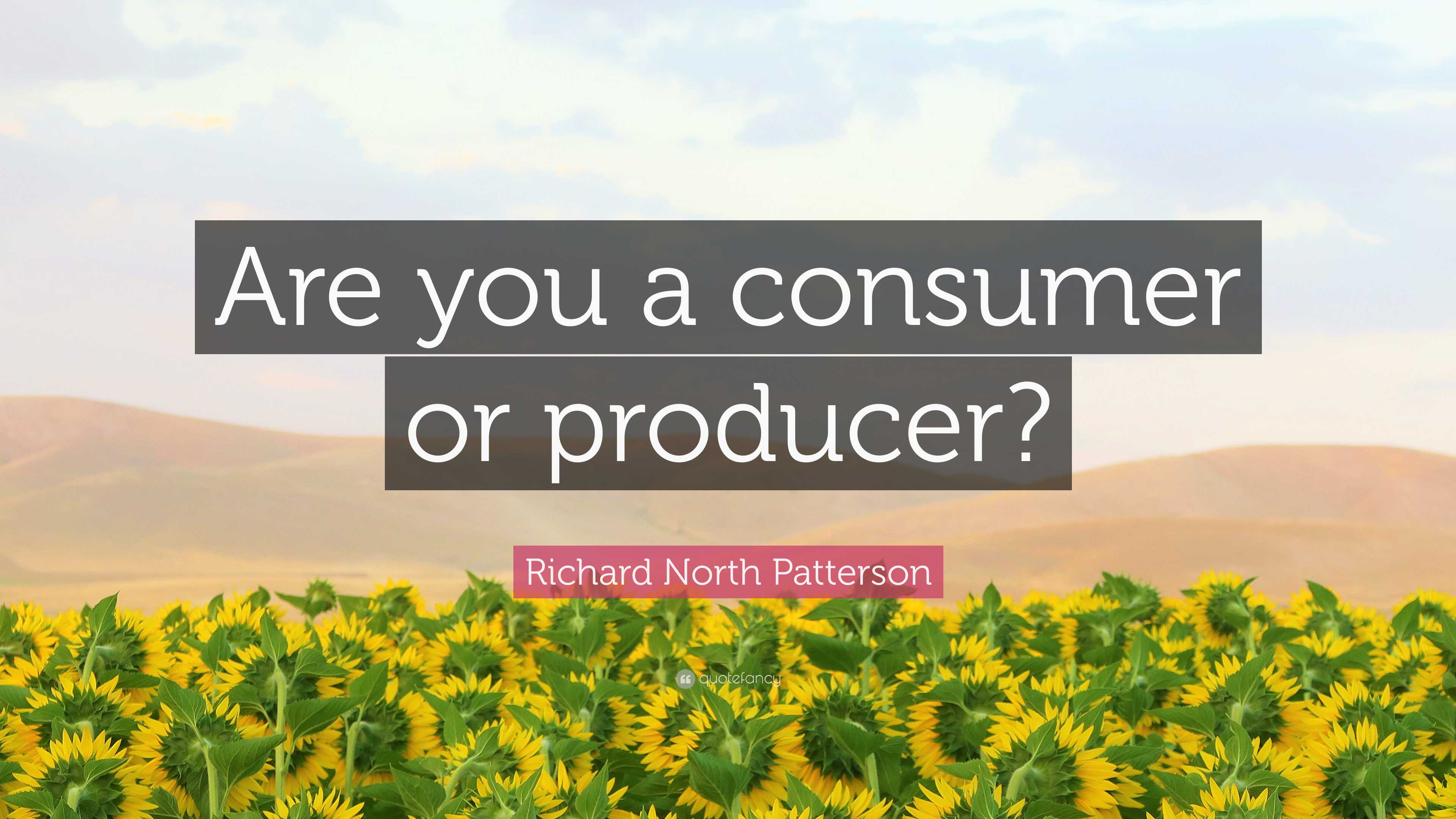 Richard North Patterson Quote: “Are you a consumer or producer?”