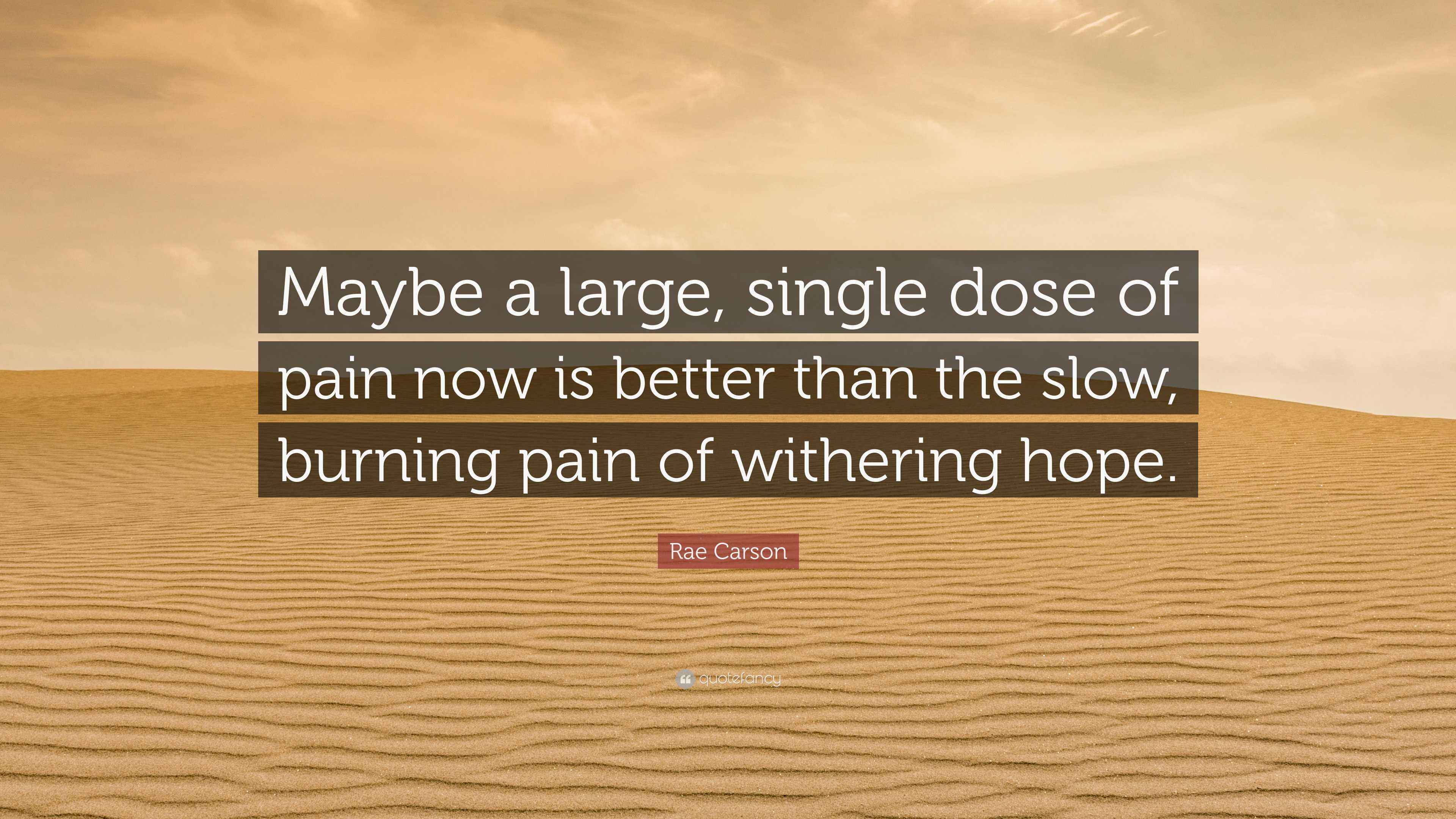 Rae Carson Quote: “Maybe a large, single dose of pain now is better ...