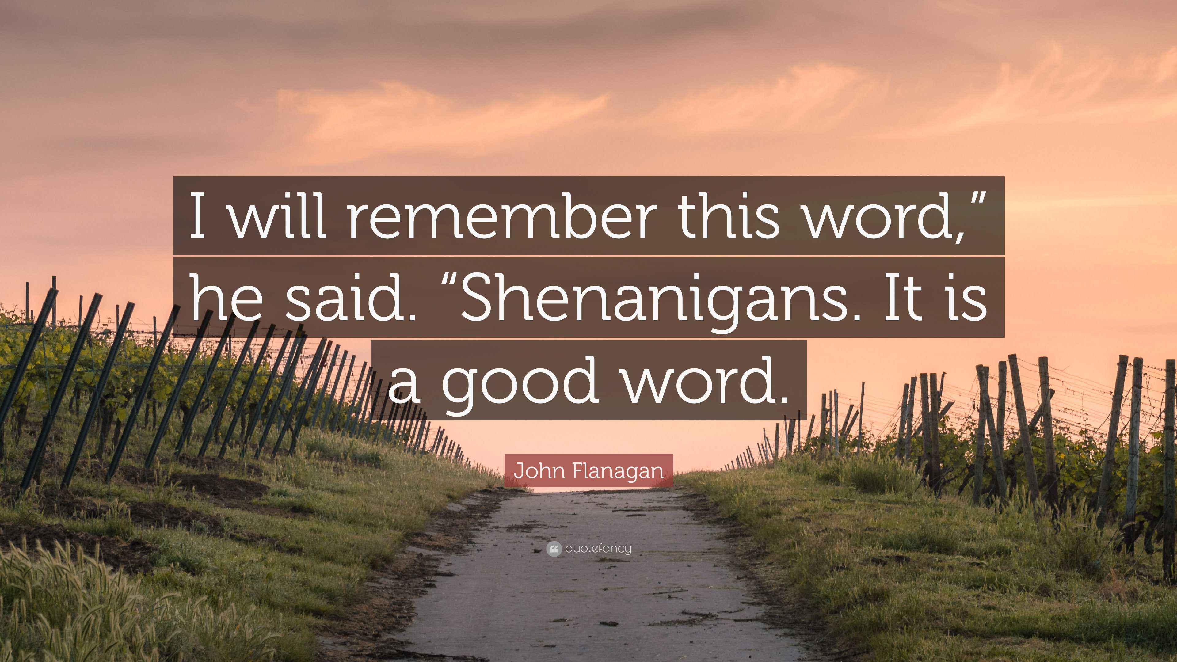 John Flanagan Quote: “I will remember this word,” he said. “Shenanigans ...