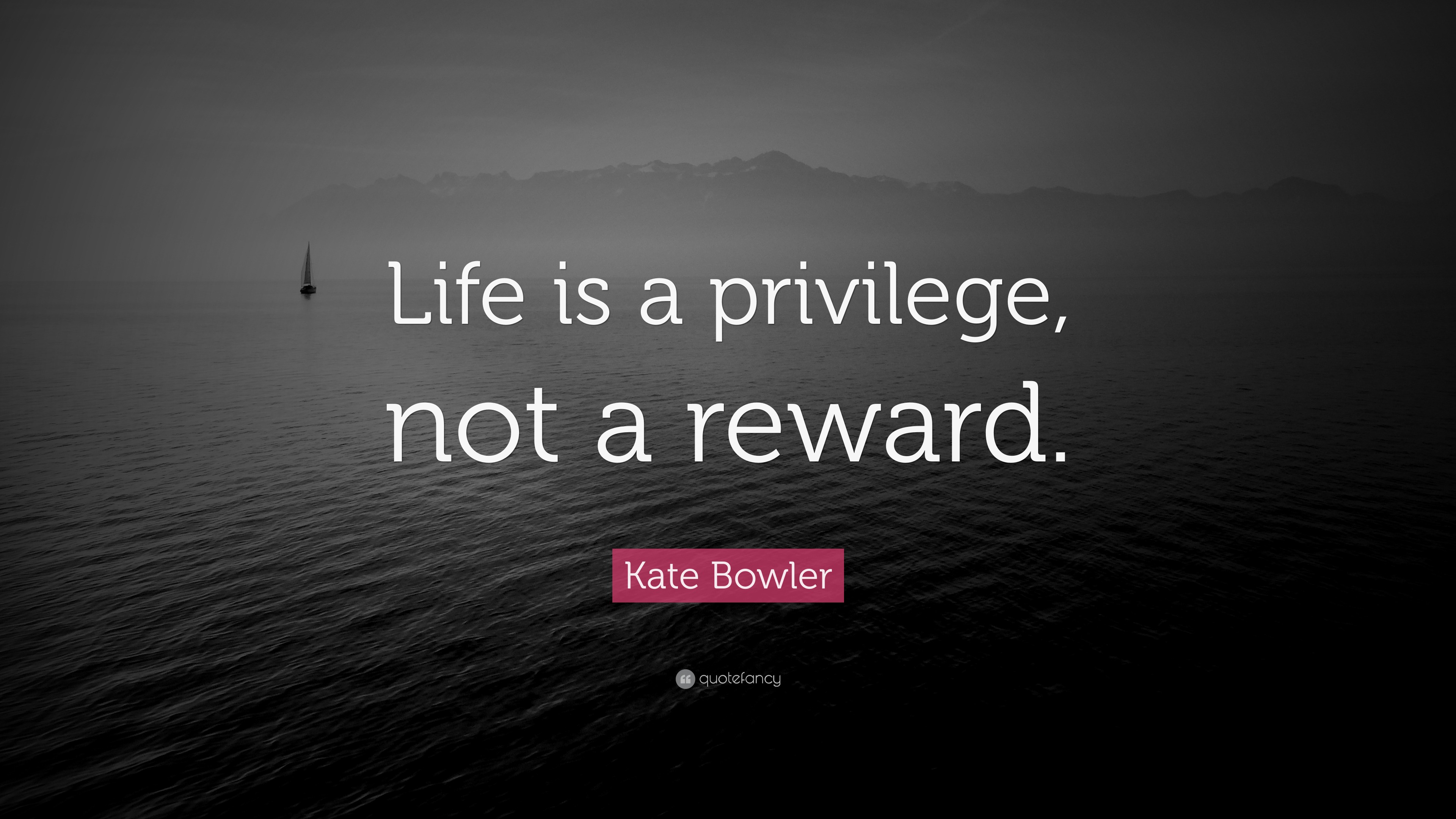 Kate Bowler Quote: “Life is a privilege, not a reward.”