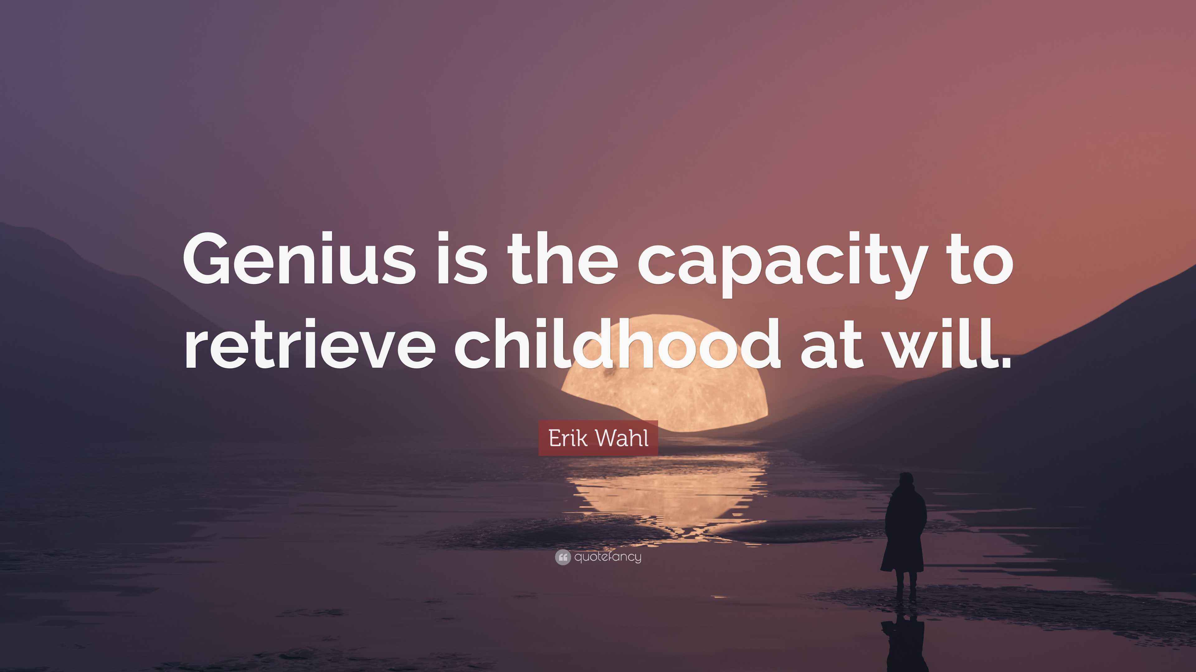 Erik Wahl Quote: “Genius is the capacity to retrieve childhood at will.”