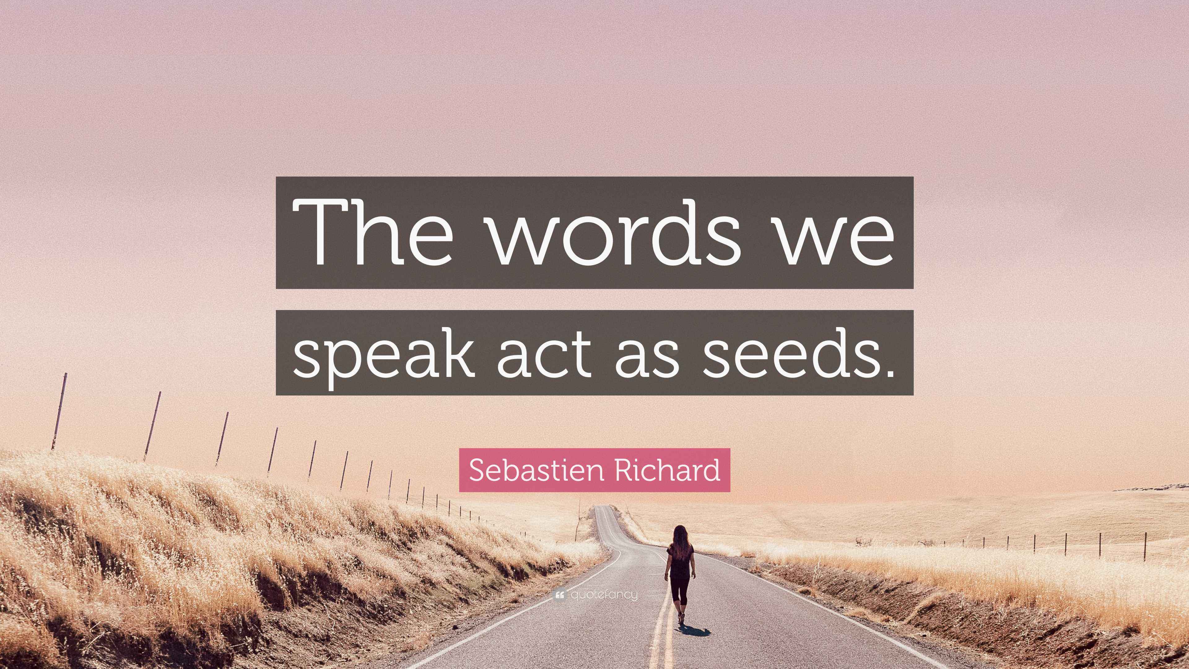 Sebastien Richard Quote: “The words we speak act as seeds.”