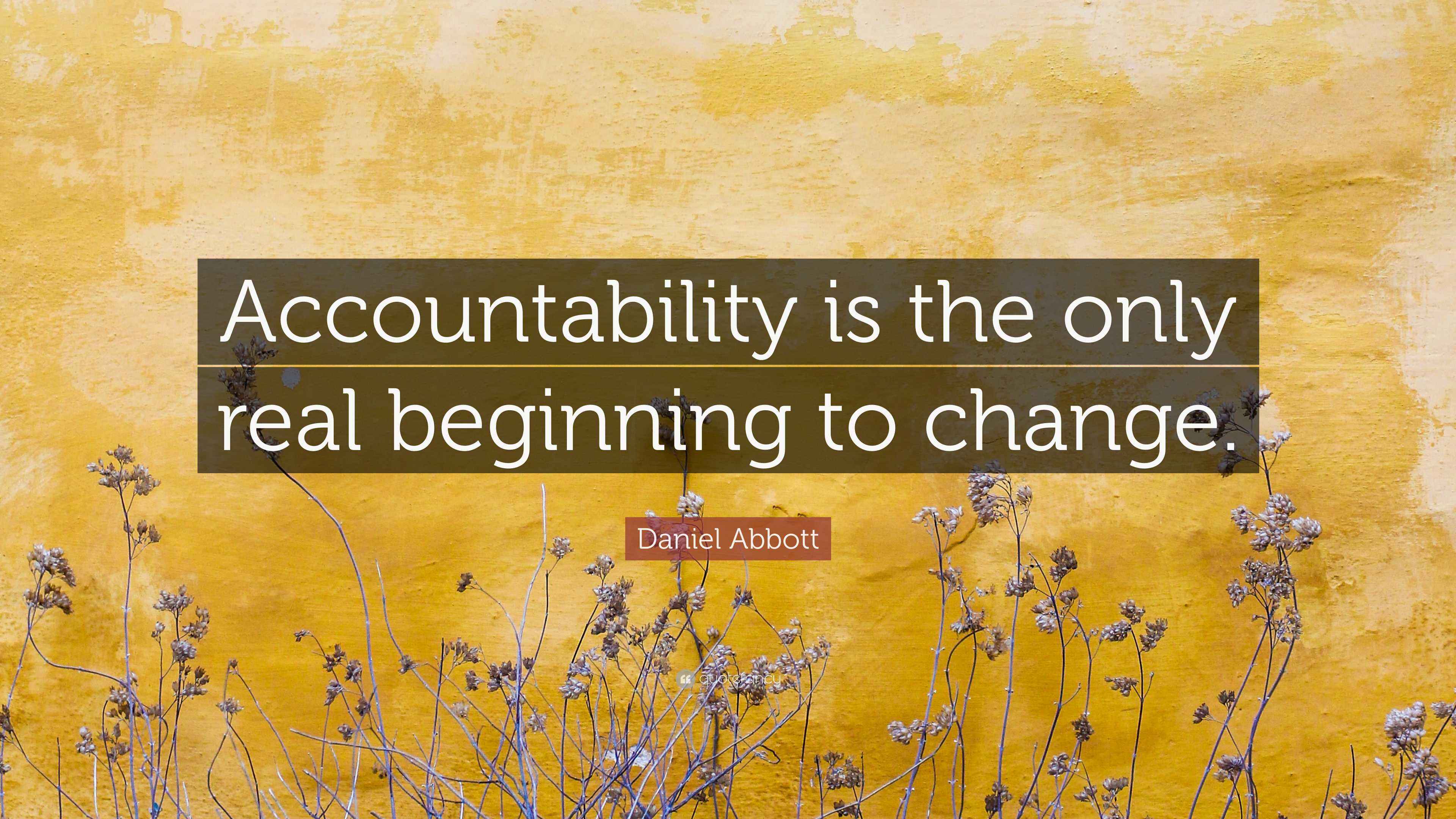 Daniel Abbott Quote: “Accountability is the only real beginning to change.”