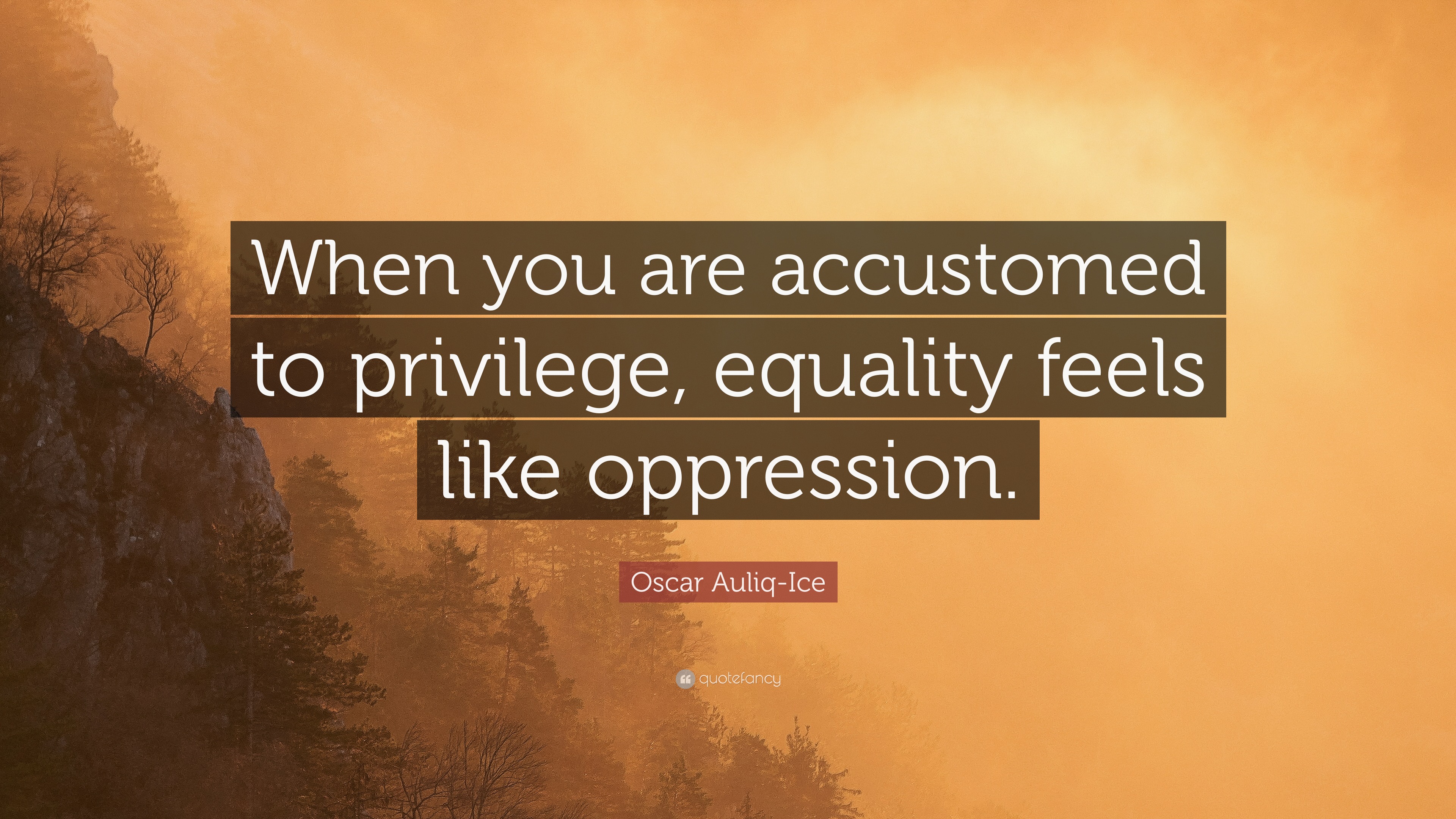 Oscar Auliq-Ice Quote: “When you are accustomed to privilege, equality ...