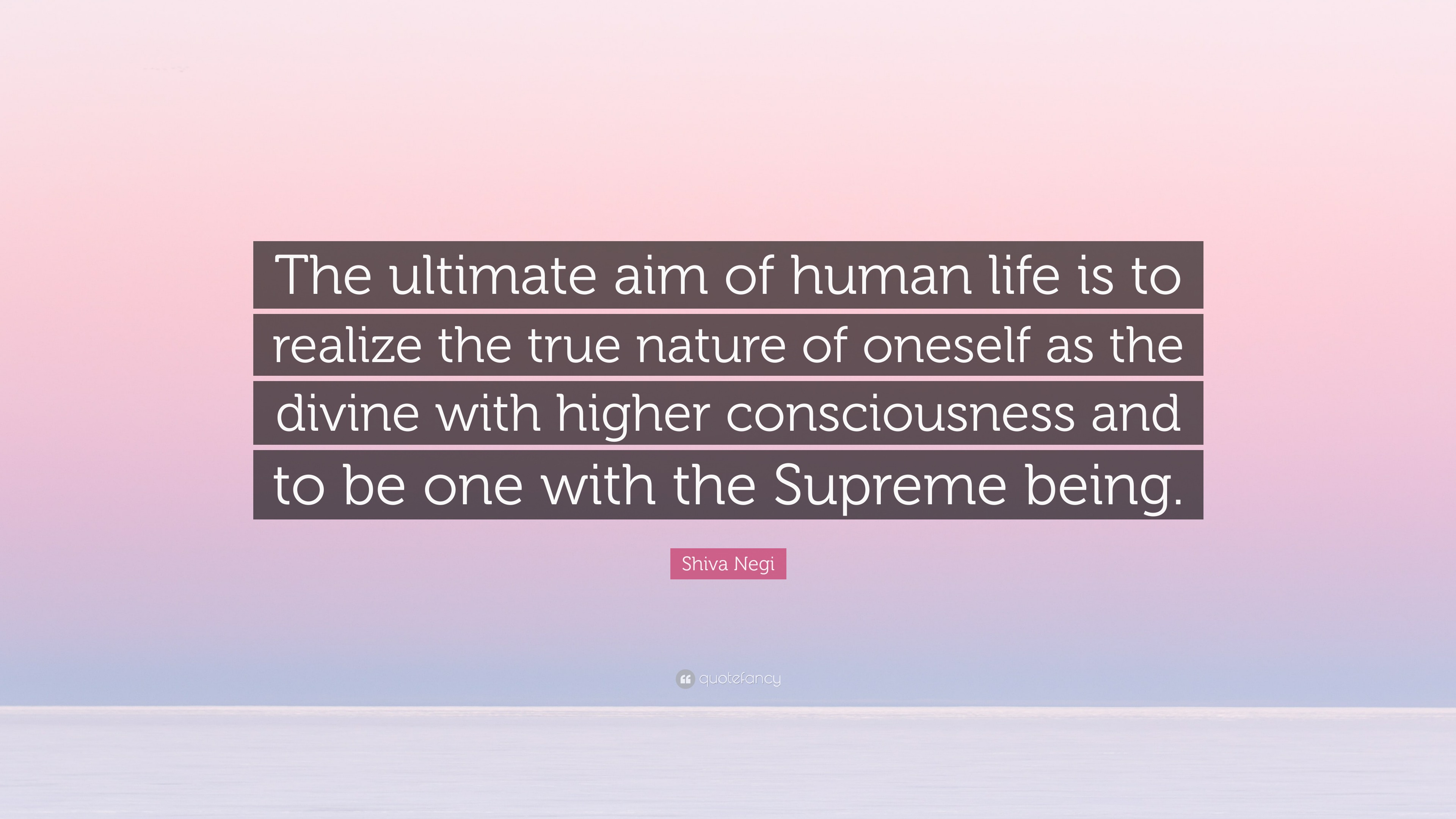 Shiva Negi Quote: “The ultimate aim of human life is to realize the ...