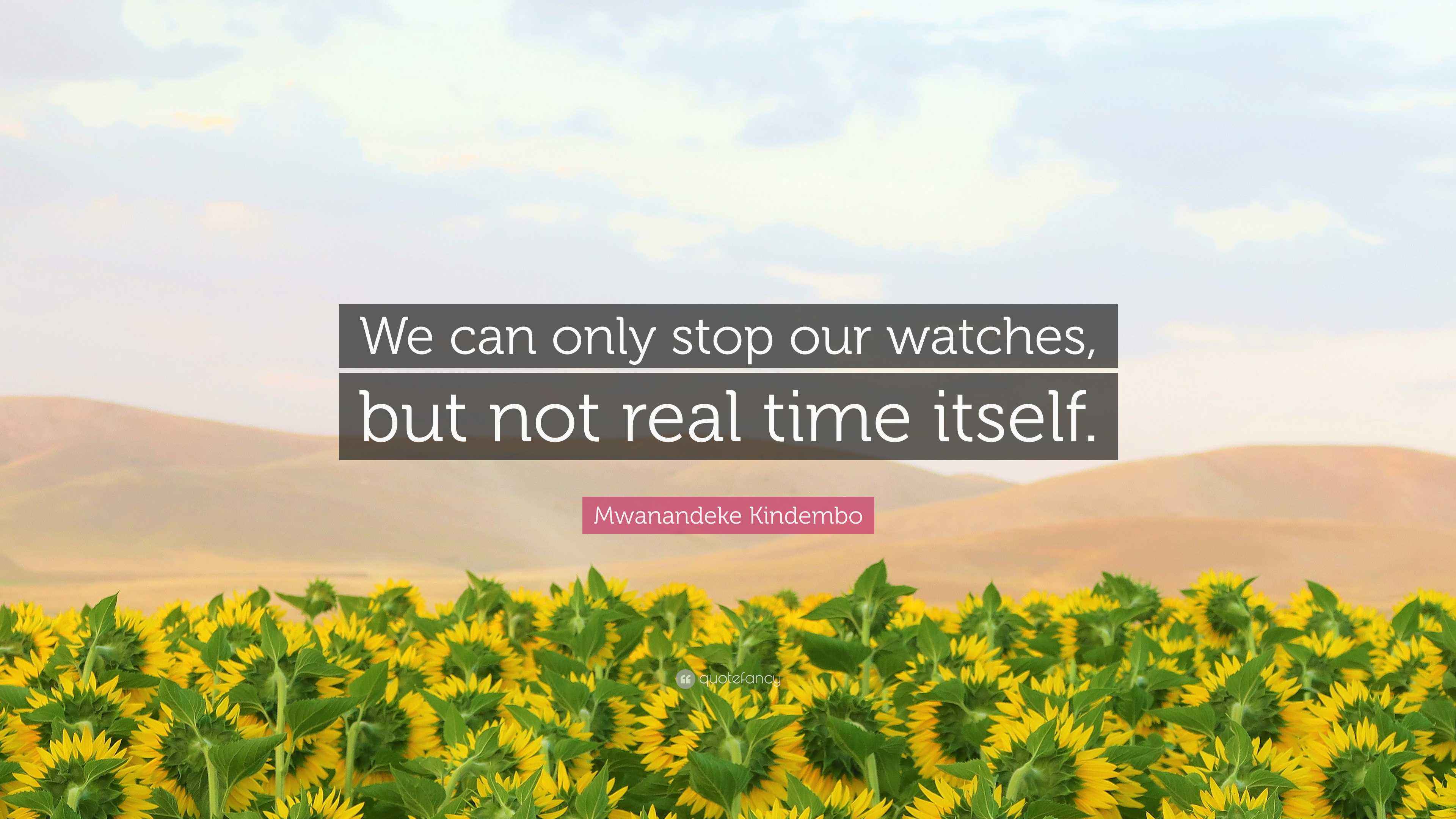 Mwanandeke Kindembo Quote: “We can only stop our watches, but not real ...