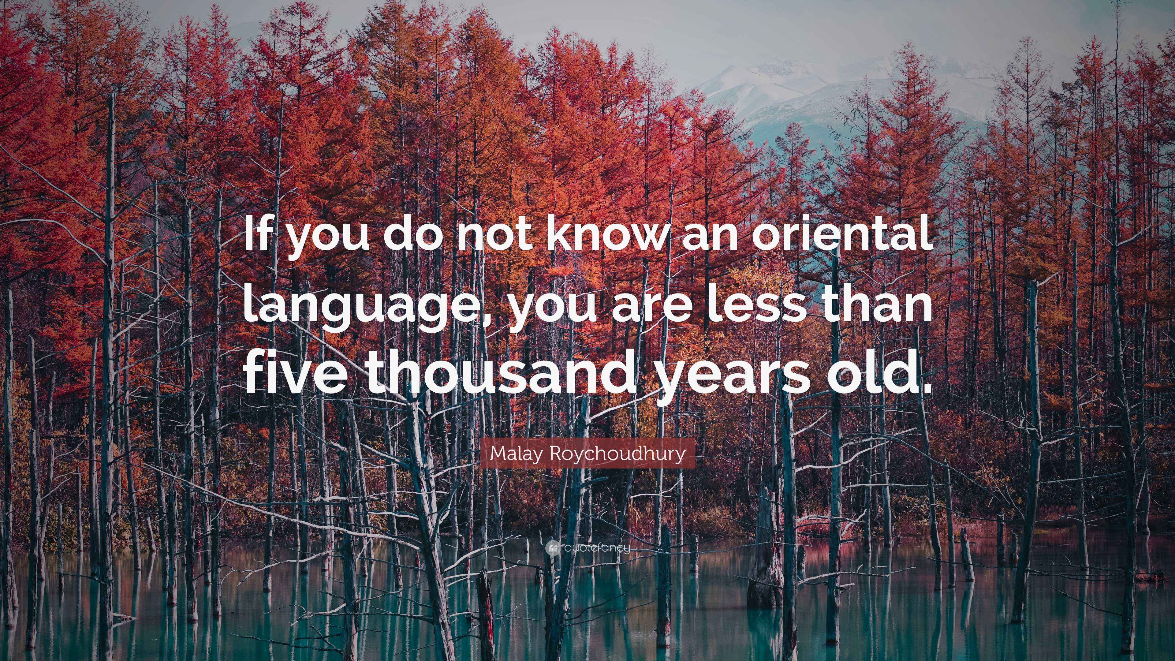 Malay Roychoudhury Quote: “If you do not know an oriental language, you ...
