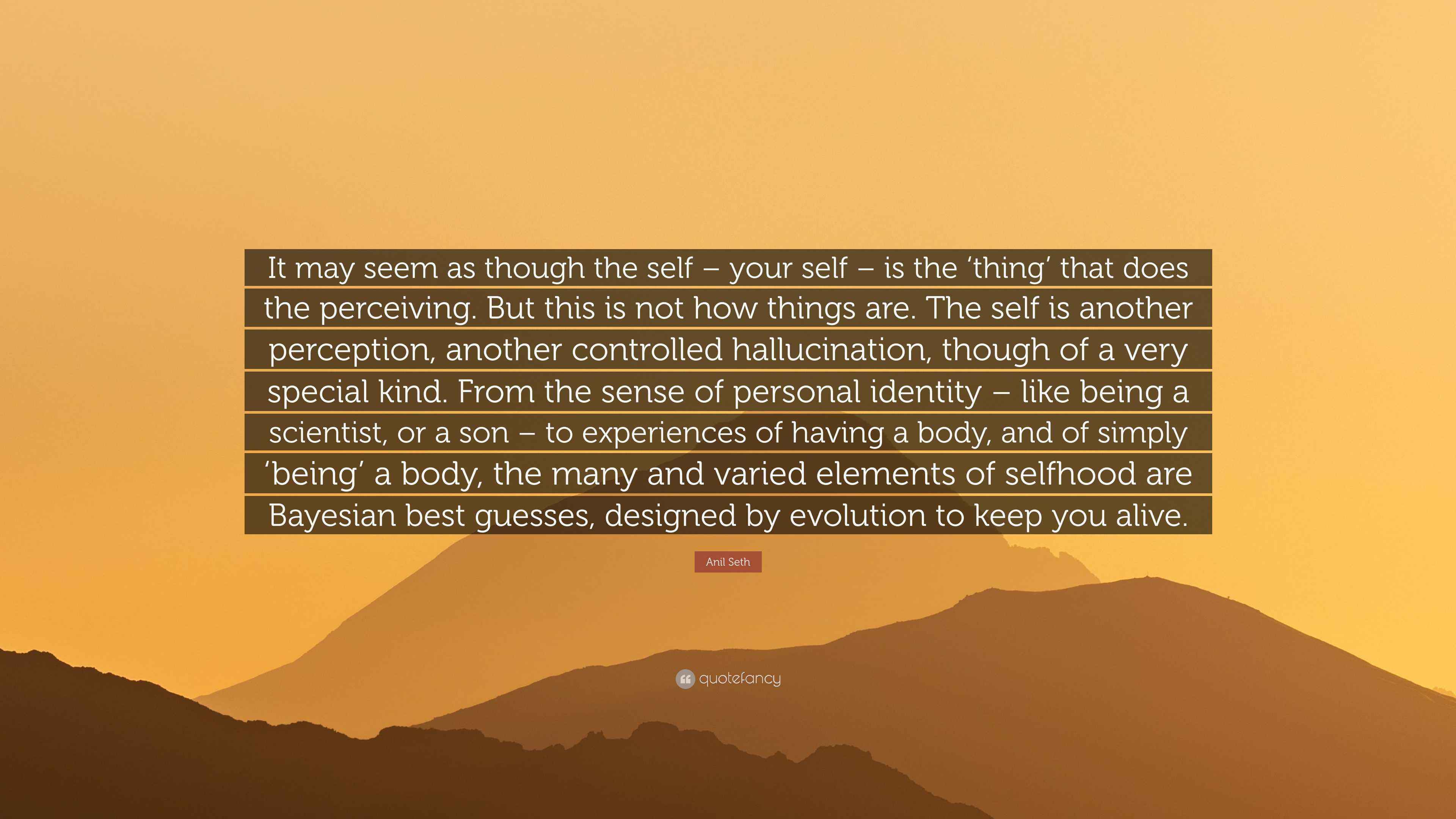 Anil Seth Quote: “It may seem as though the self – your self – is the ...