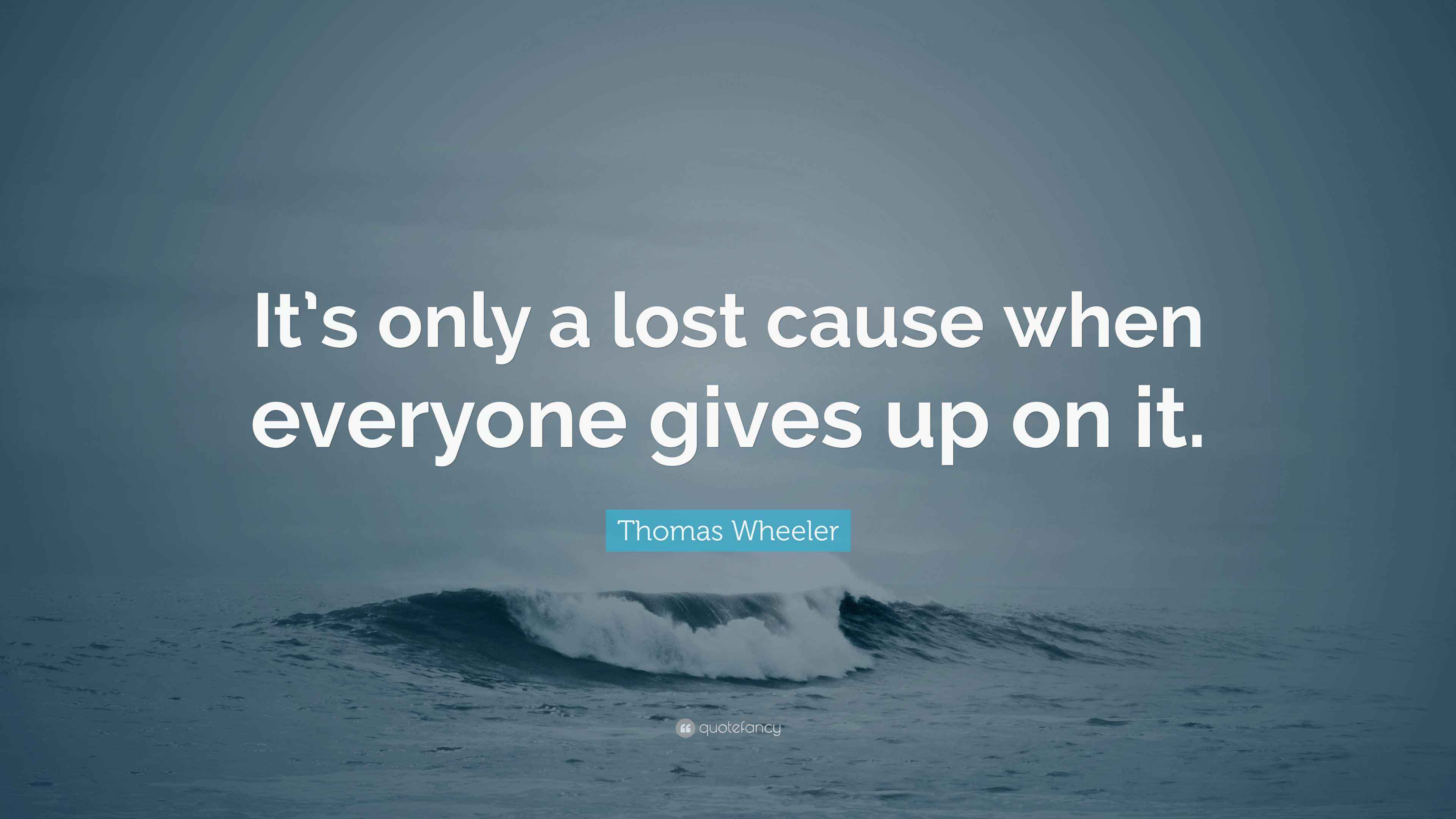 Thomas Wheeler Quote: “It’s only a lost cause when everyone gives up on ...