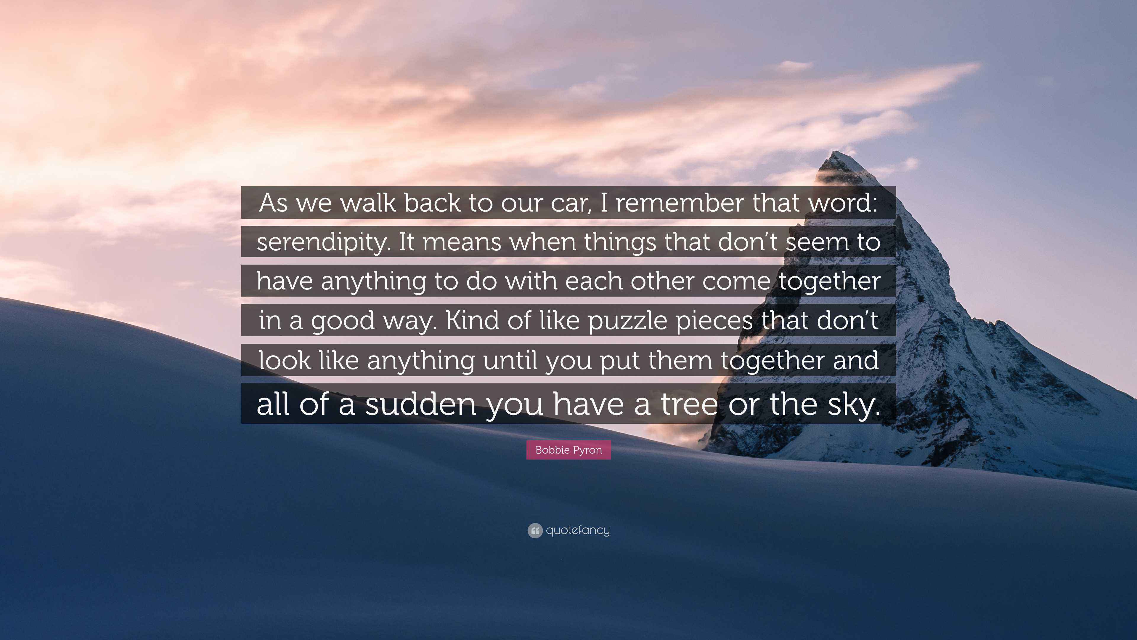 Bobbie Pyron Quote: “As we walk back to our car, I remember that word ...