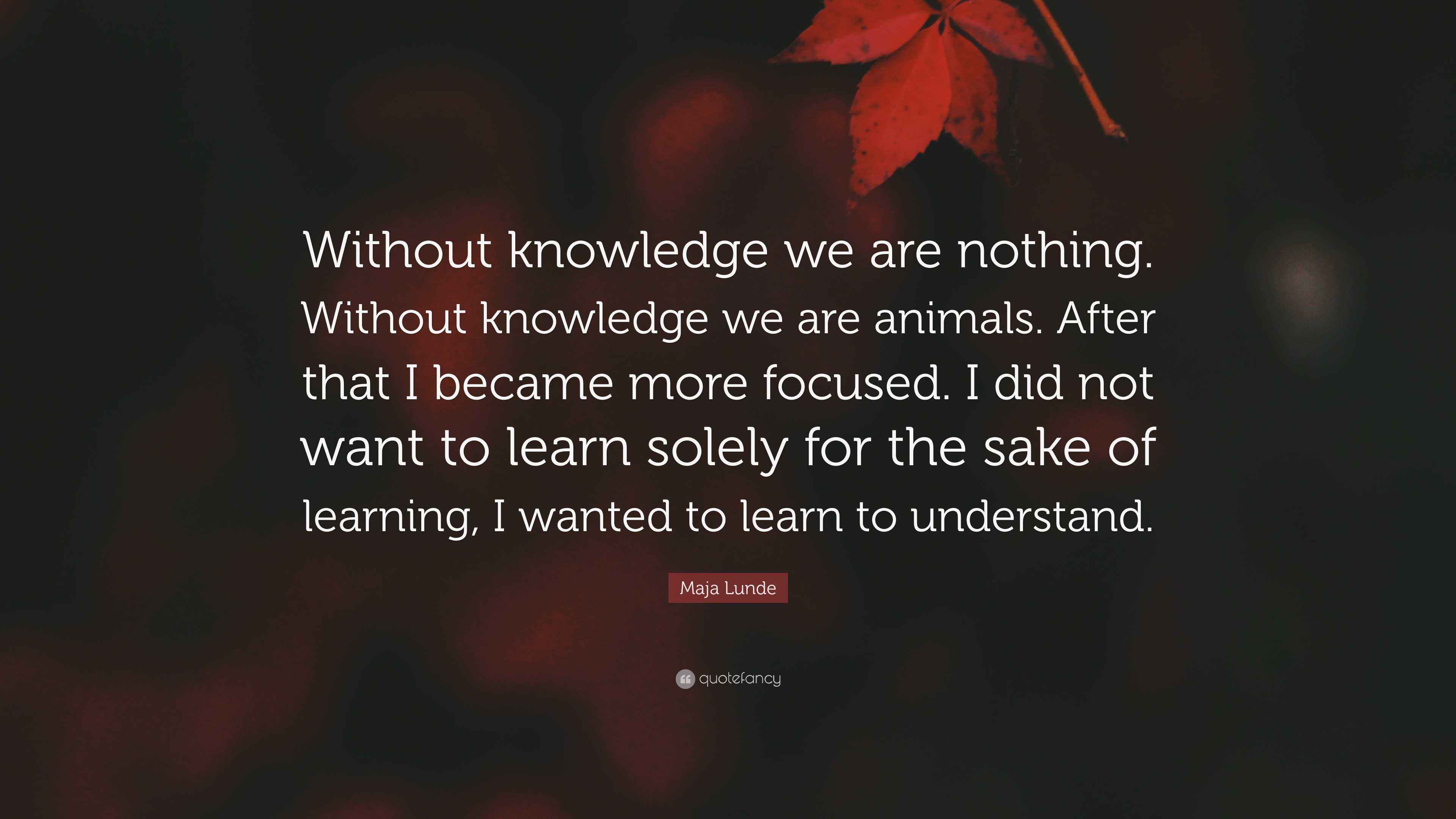 Maja Lunde Quote: “Without knowledge we are nothing. Without knowledge ...
