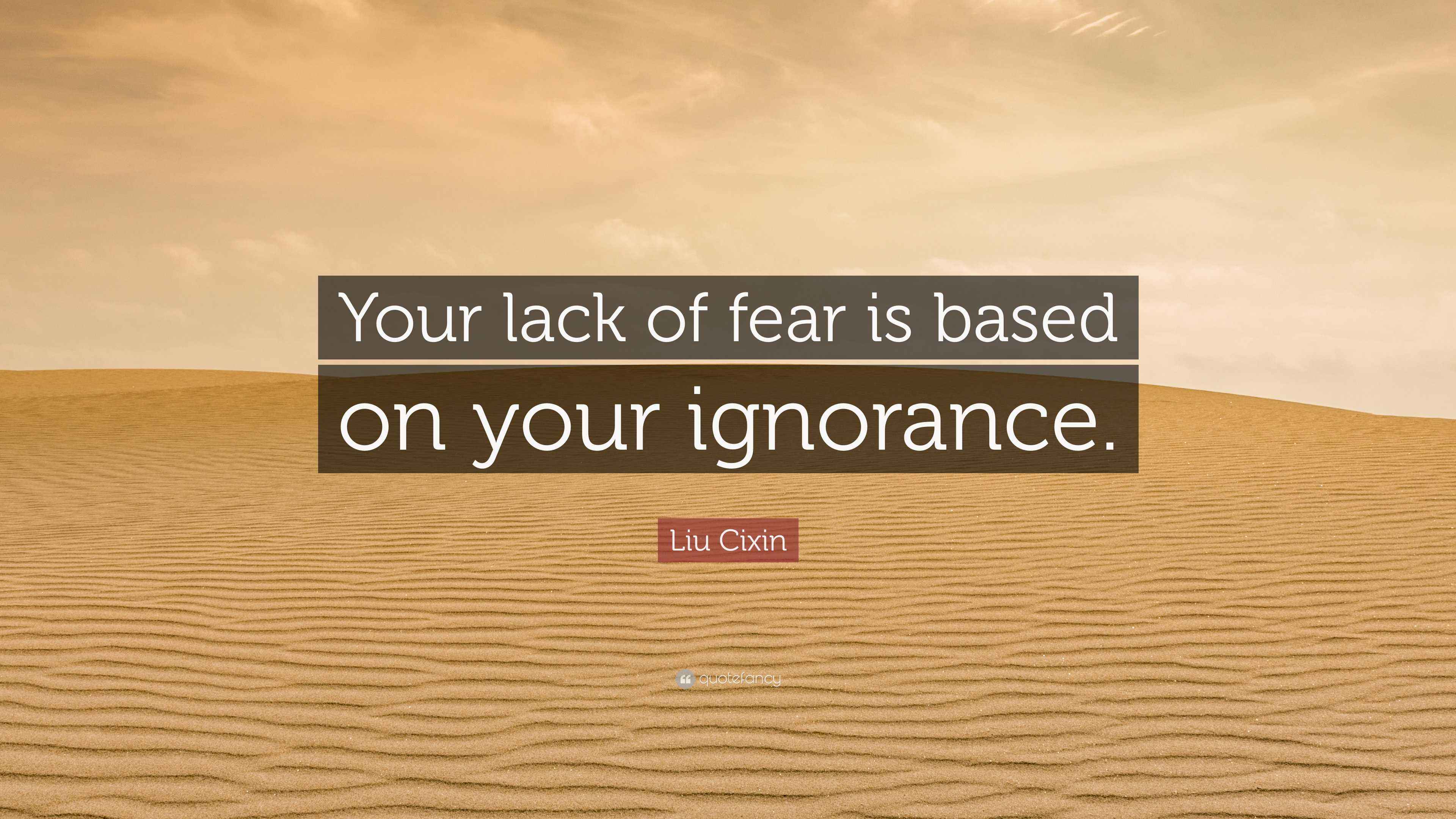 Liu Cixin Quote: “Your lack of fear is based on your ignorance.”