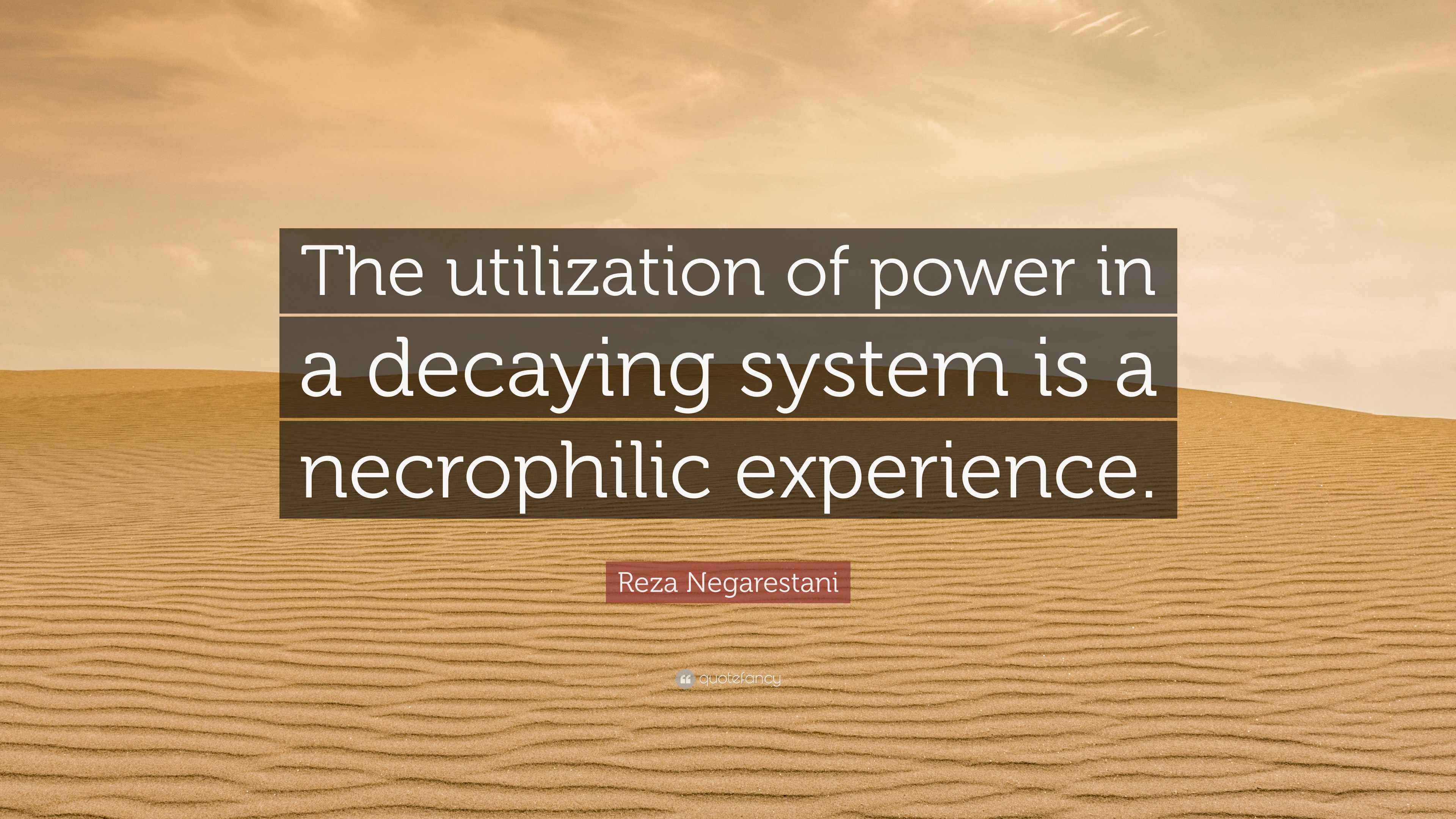 Reza Negarestani Quote: “The utilization of power in a decaying system ...