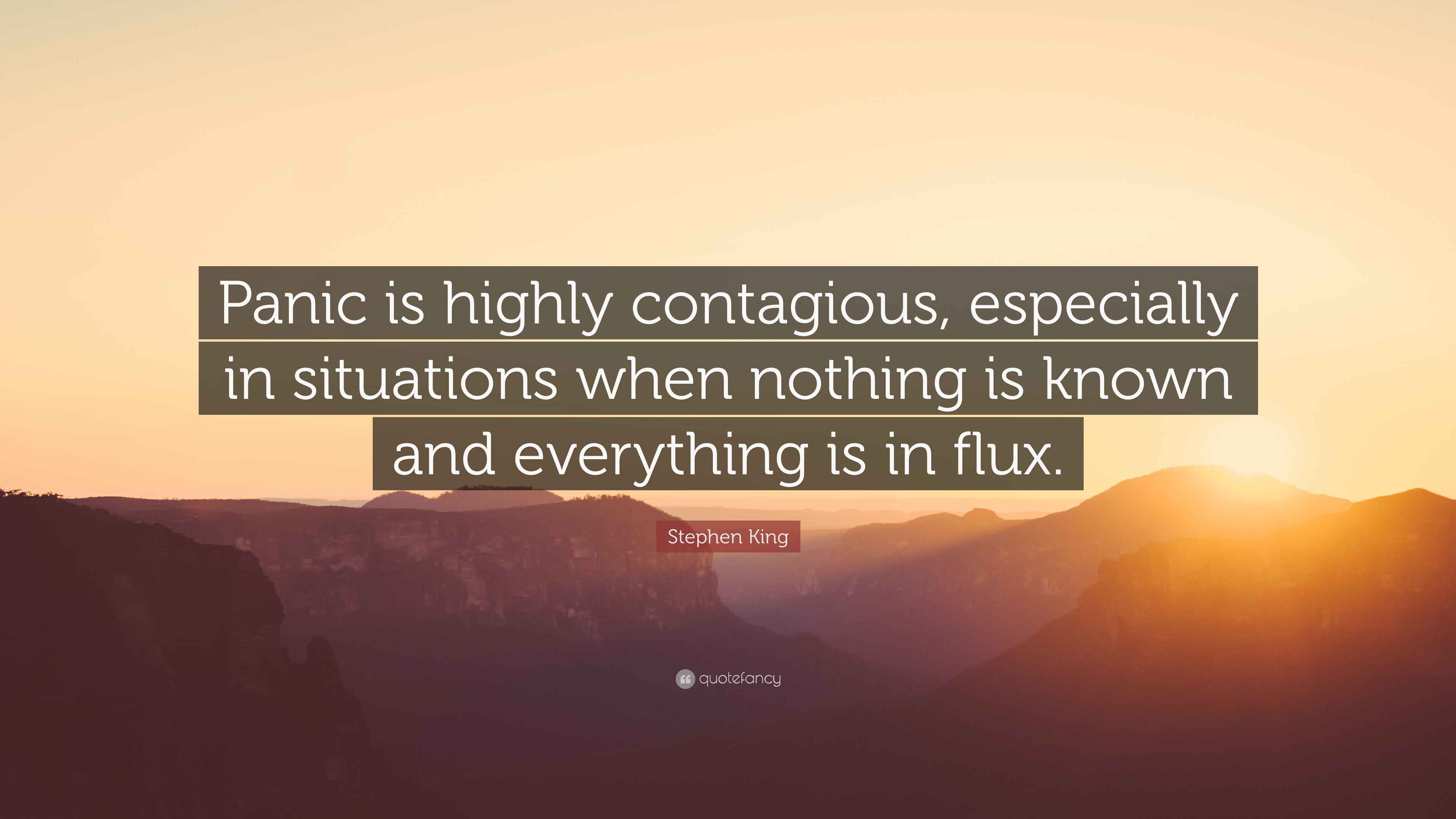 Stephen King Quote: “Panic is highly contagious, especially in ...