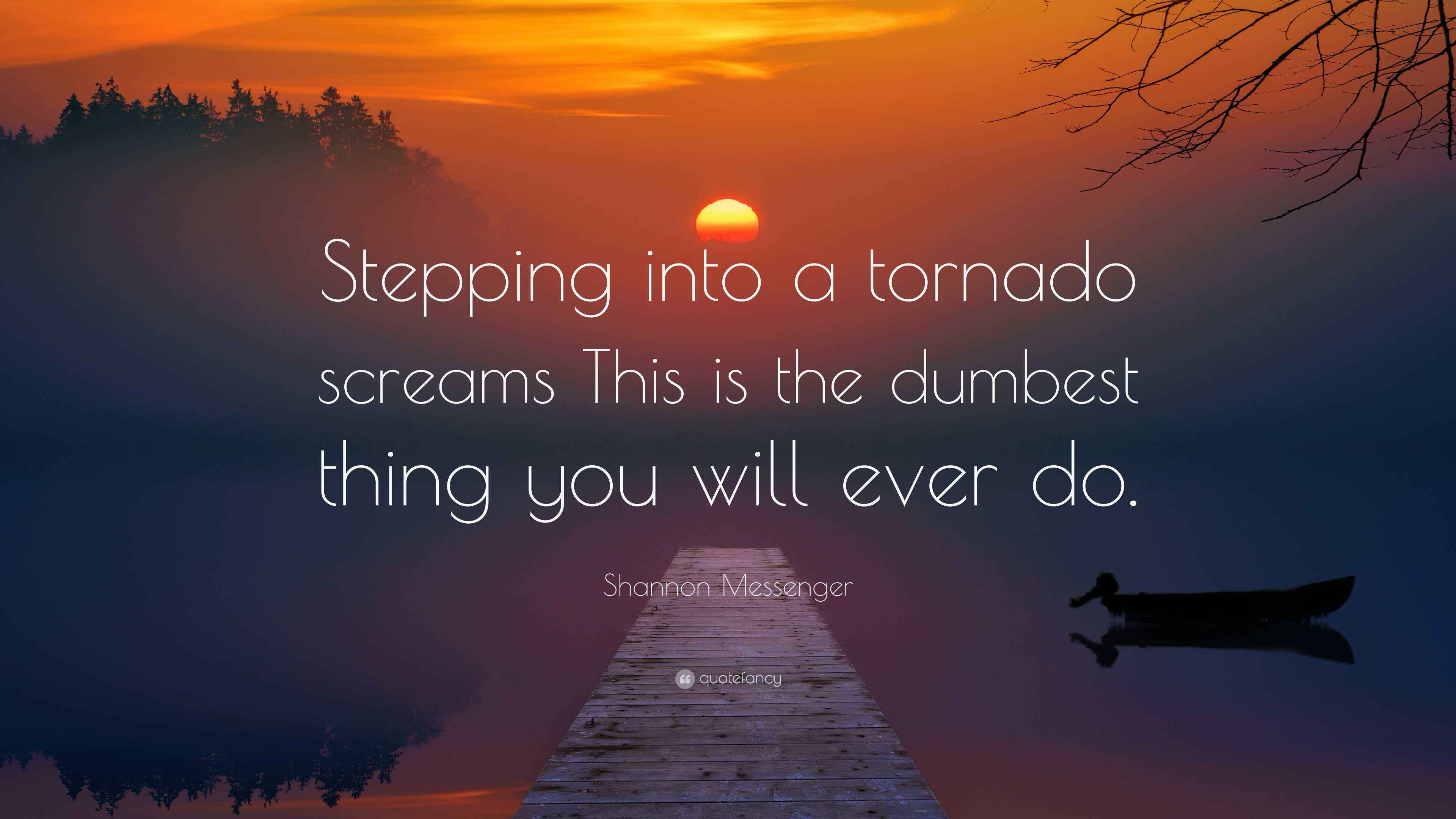 Shannon Messenger Quote: “Stepping into a tornado screams This is the ...