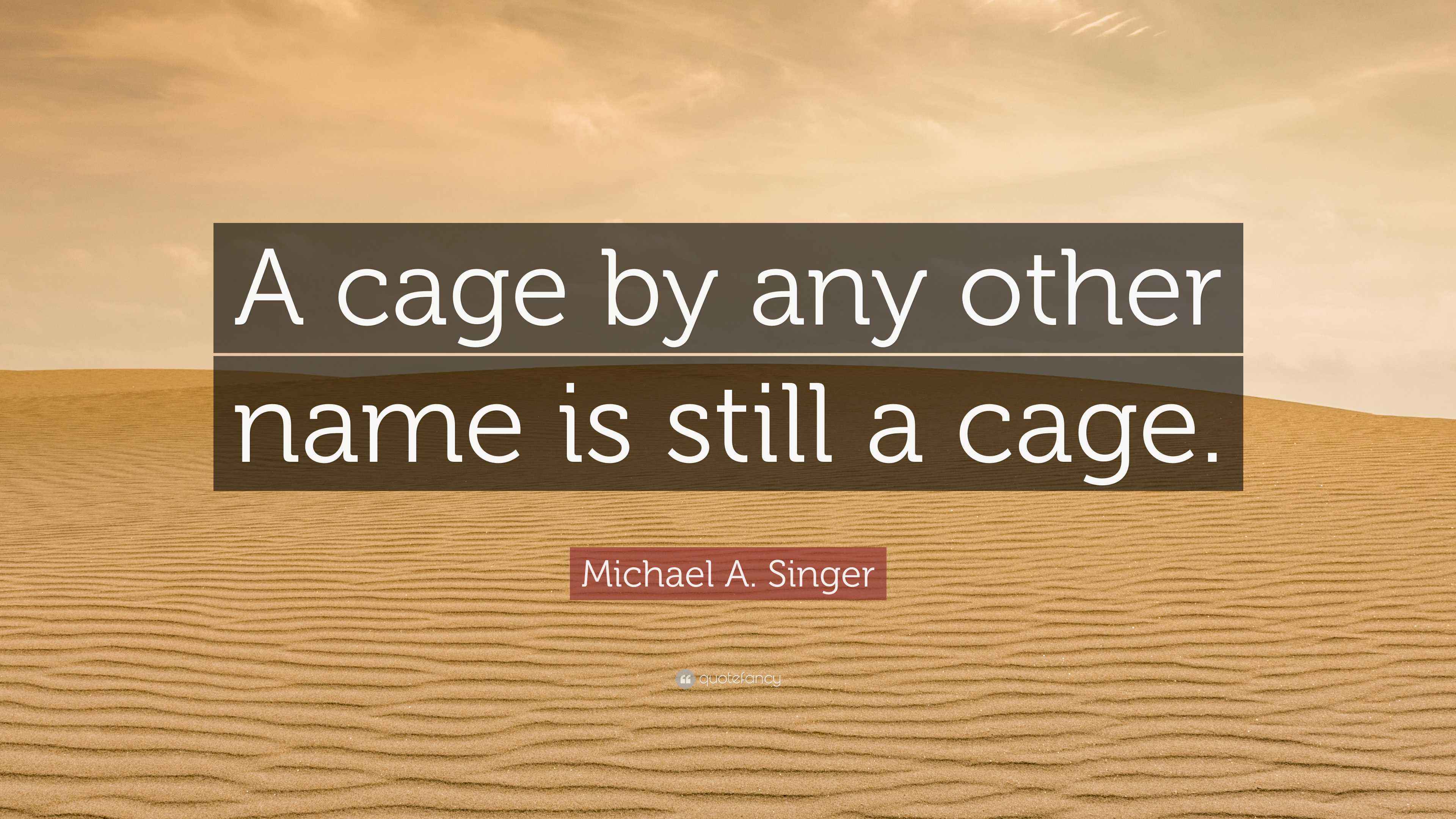 Michael A. Singer Quote: “A cage by any other name is still a cage.”