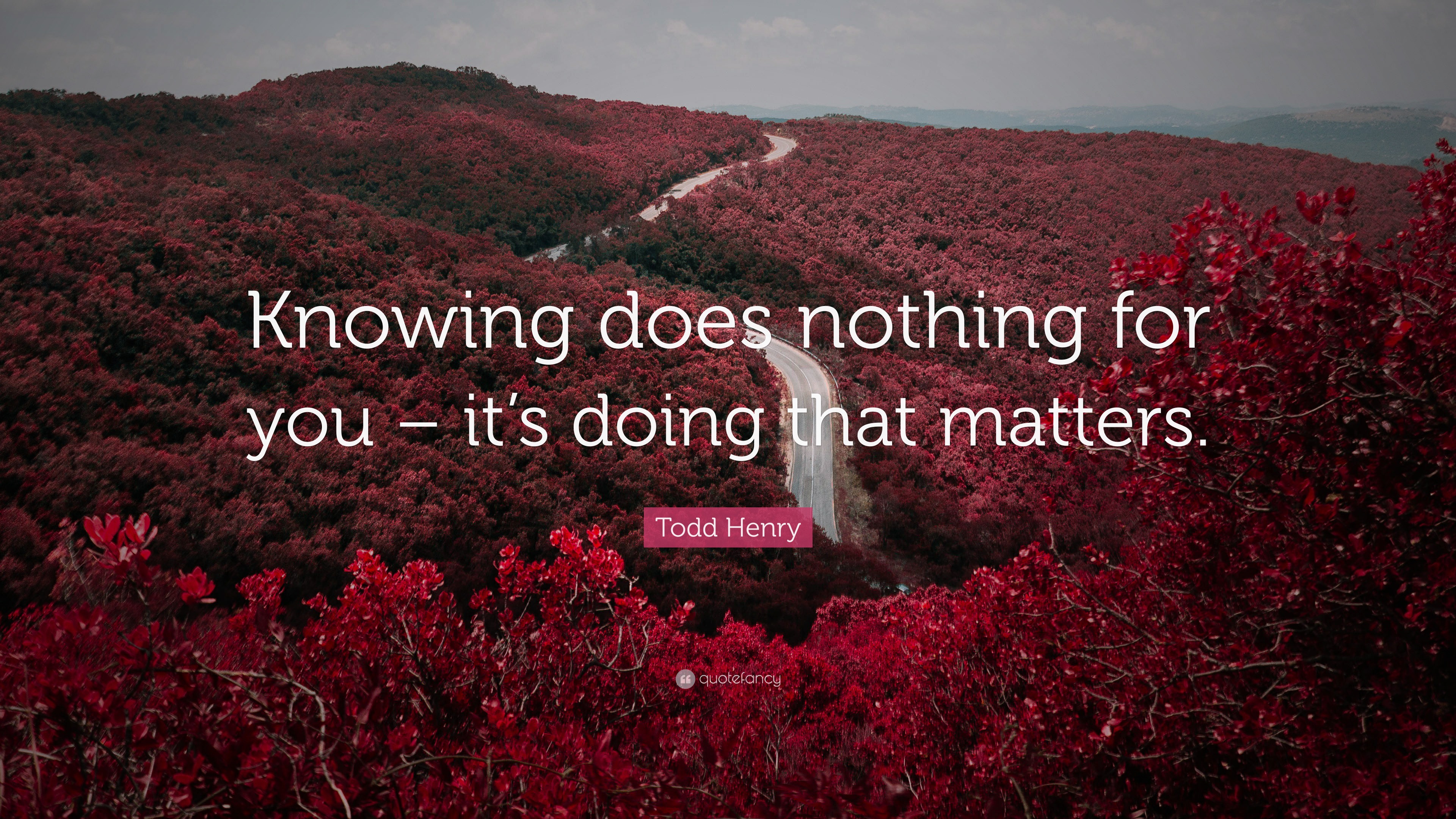 Todd Henry Quote: “Knowing does nothing for you – it’s doing that matters.”