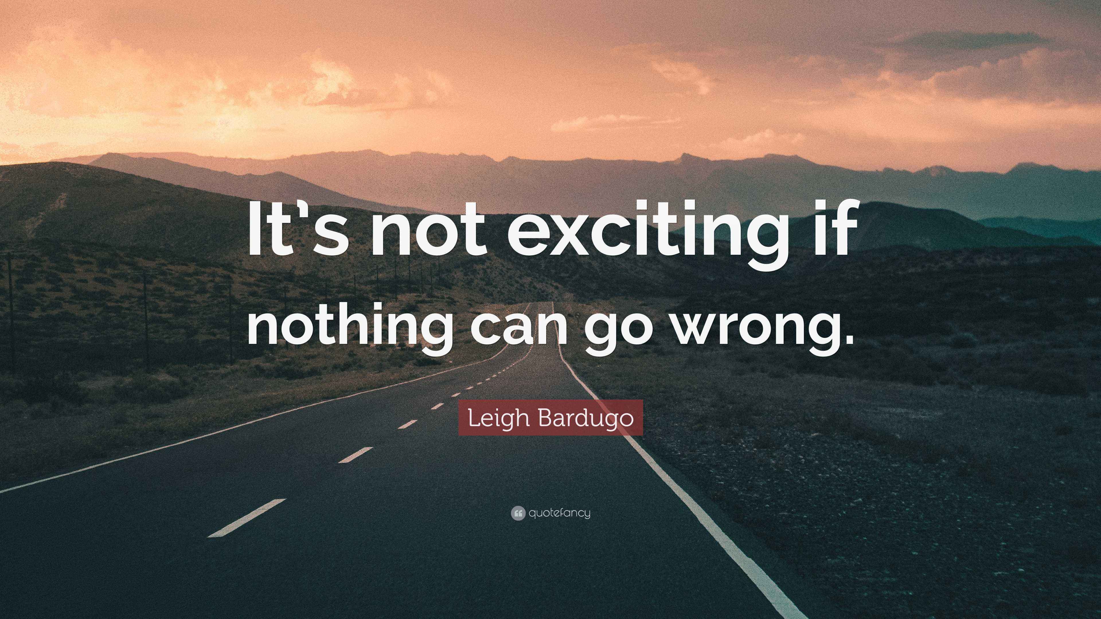 Leigh Bardugo Quote: “It’s not exciting if nothing can go wrong.”
