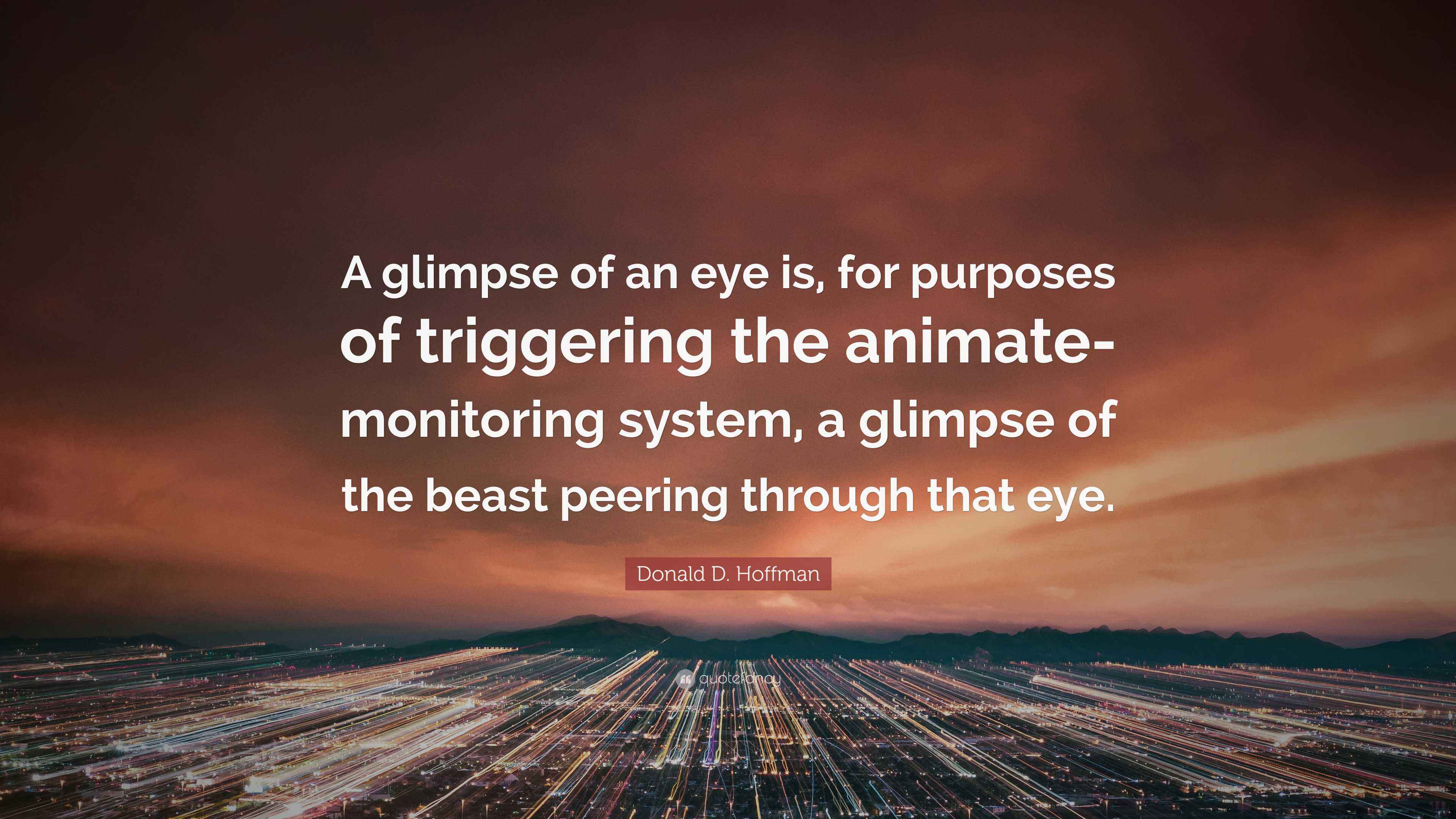 Donald D. Hoffman Quote: “A glimpse of an eye is, for purposes of ...