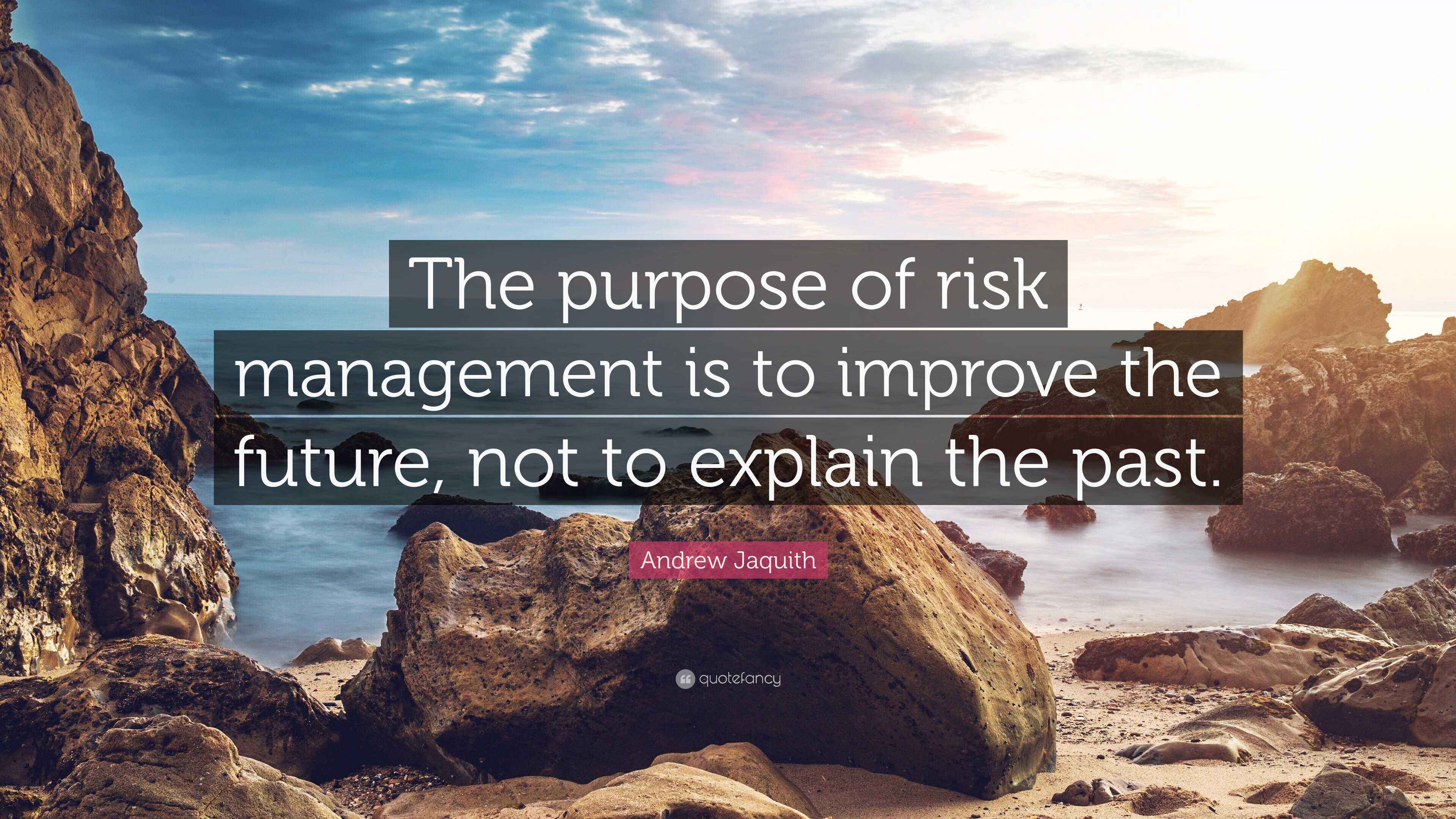 Andrew Jaquith Quote: “The purpose of risk management is to improve the ...