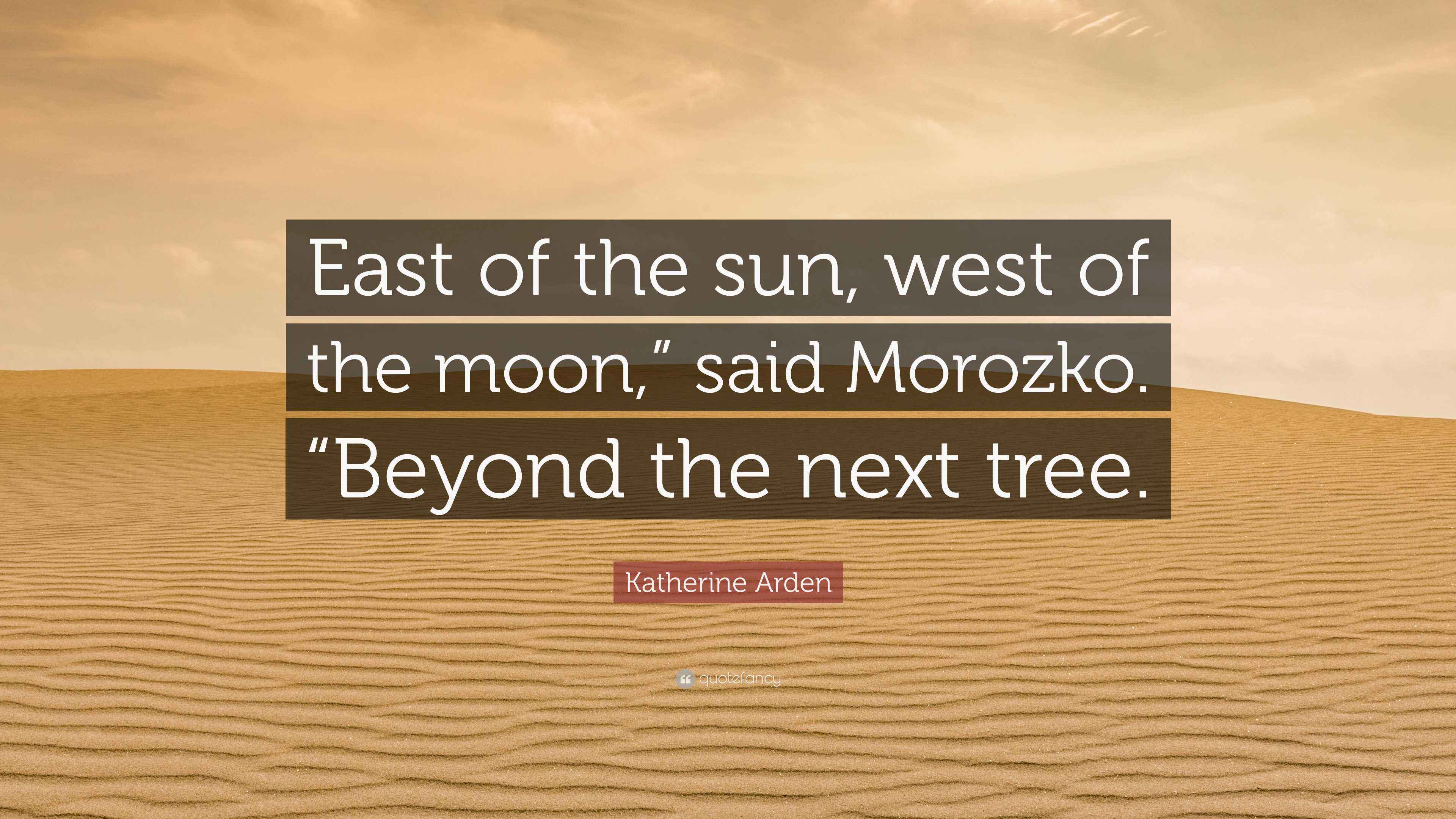Katherine Arden Quote: “East of the sun, west of the moon,” said ...