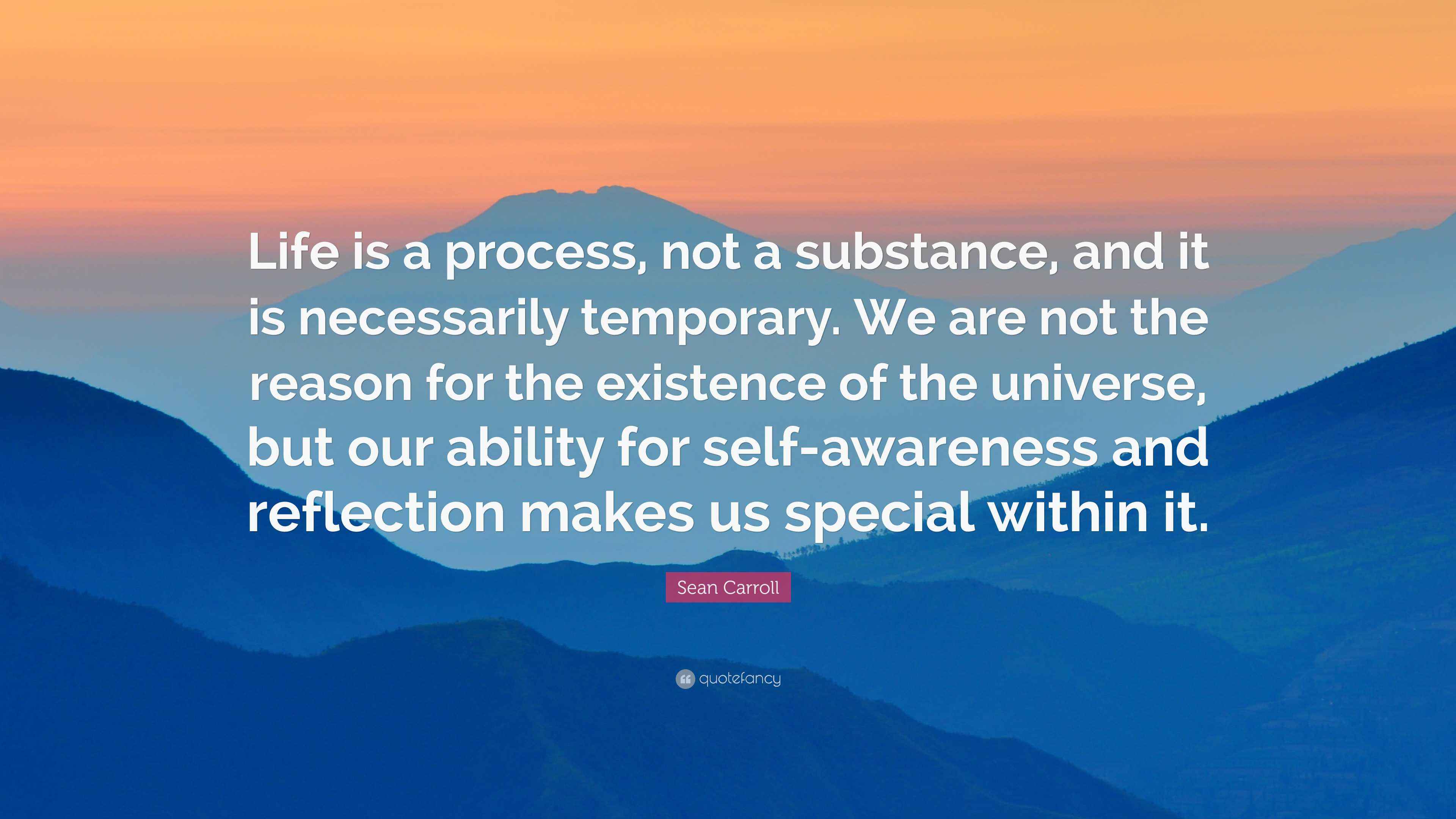 Sean Carroll Quote: “Life is a process, not a substance, and it is ...