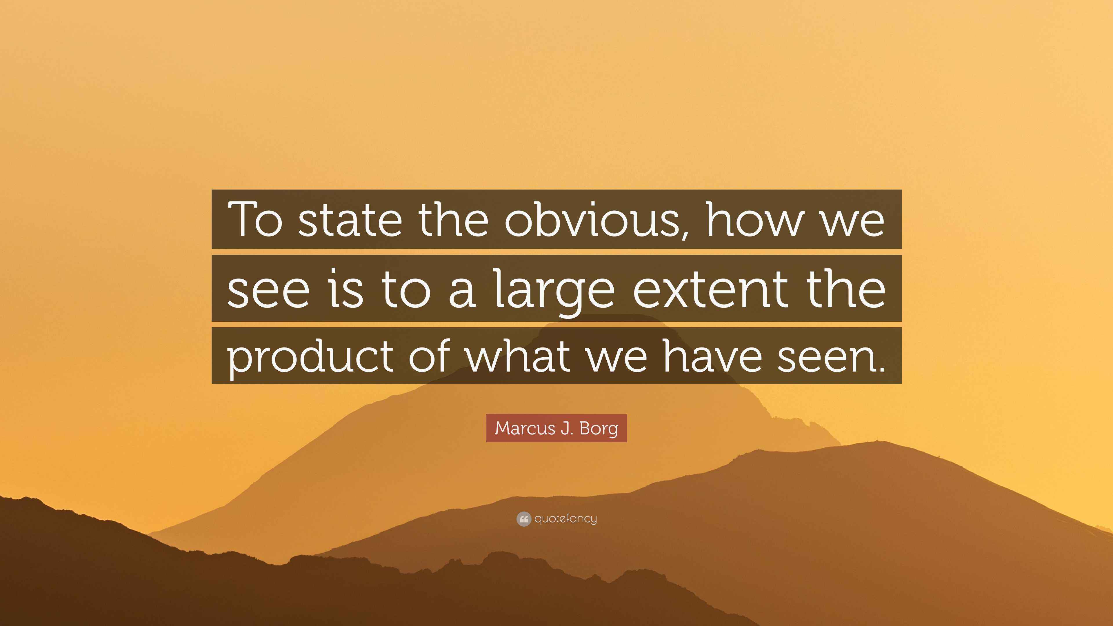 Marcus J. Borg Quote: “To state the obvious, how we see is to a large ...