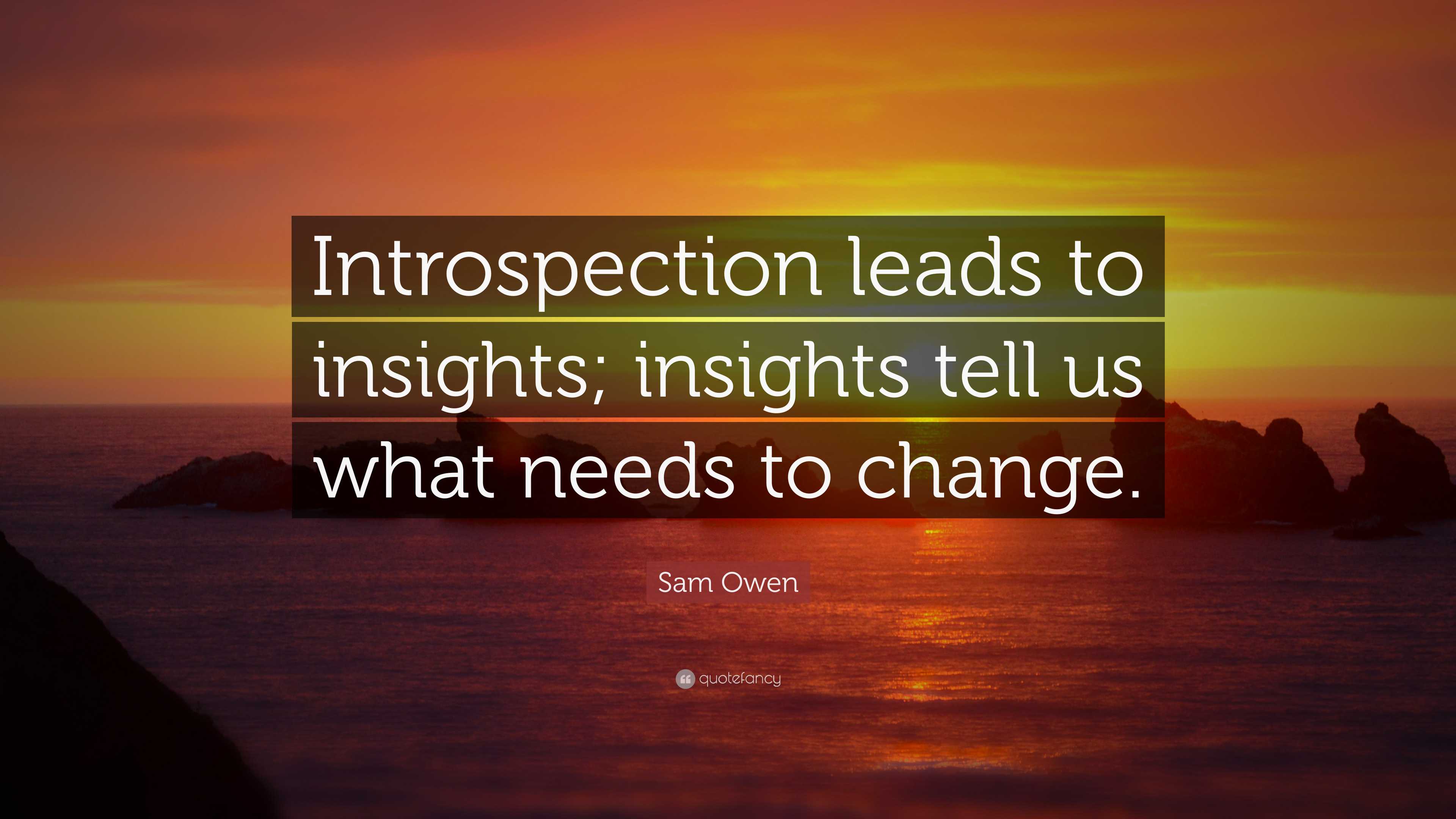 Sam Owen Quote: “Introspection leads to insights; insights tell us what ...