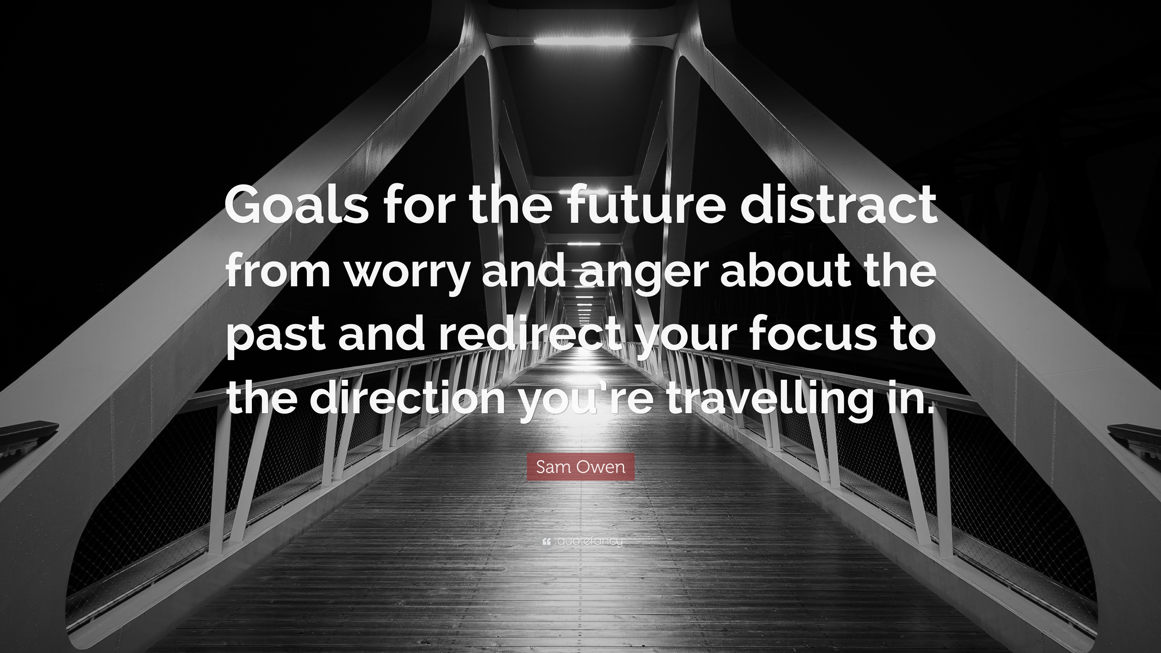 Sam Owen Quote: “Goals for the future distract from worry and anger ...