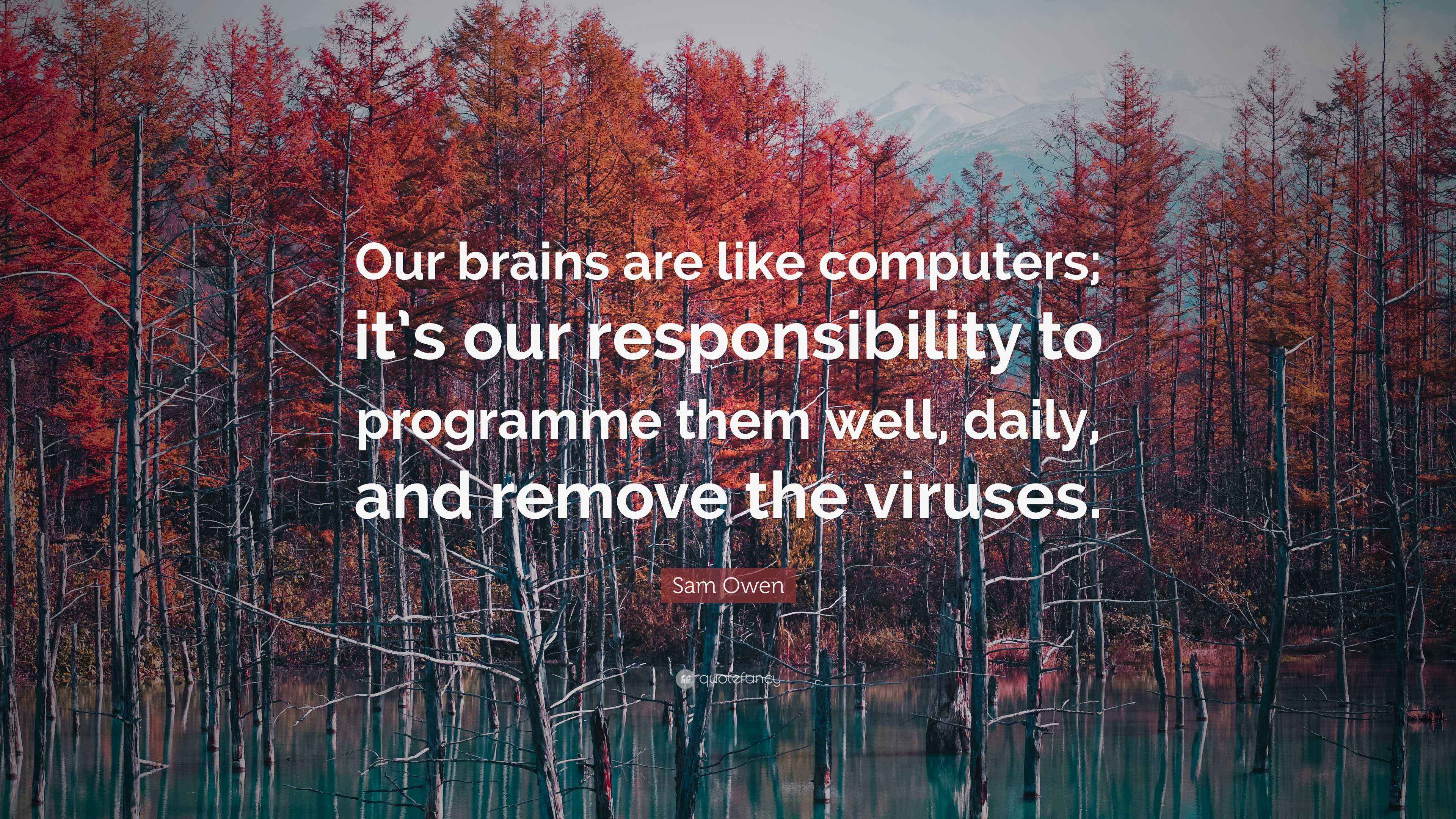 Sam Owen Quote: “Our brains are like computers; it’s our responsibility ...