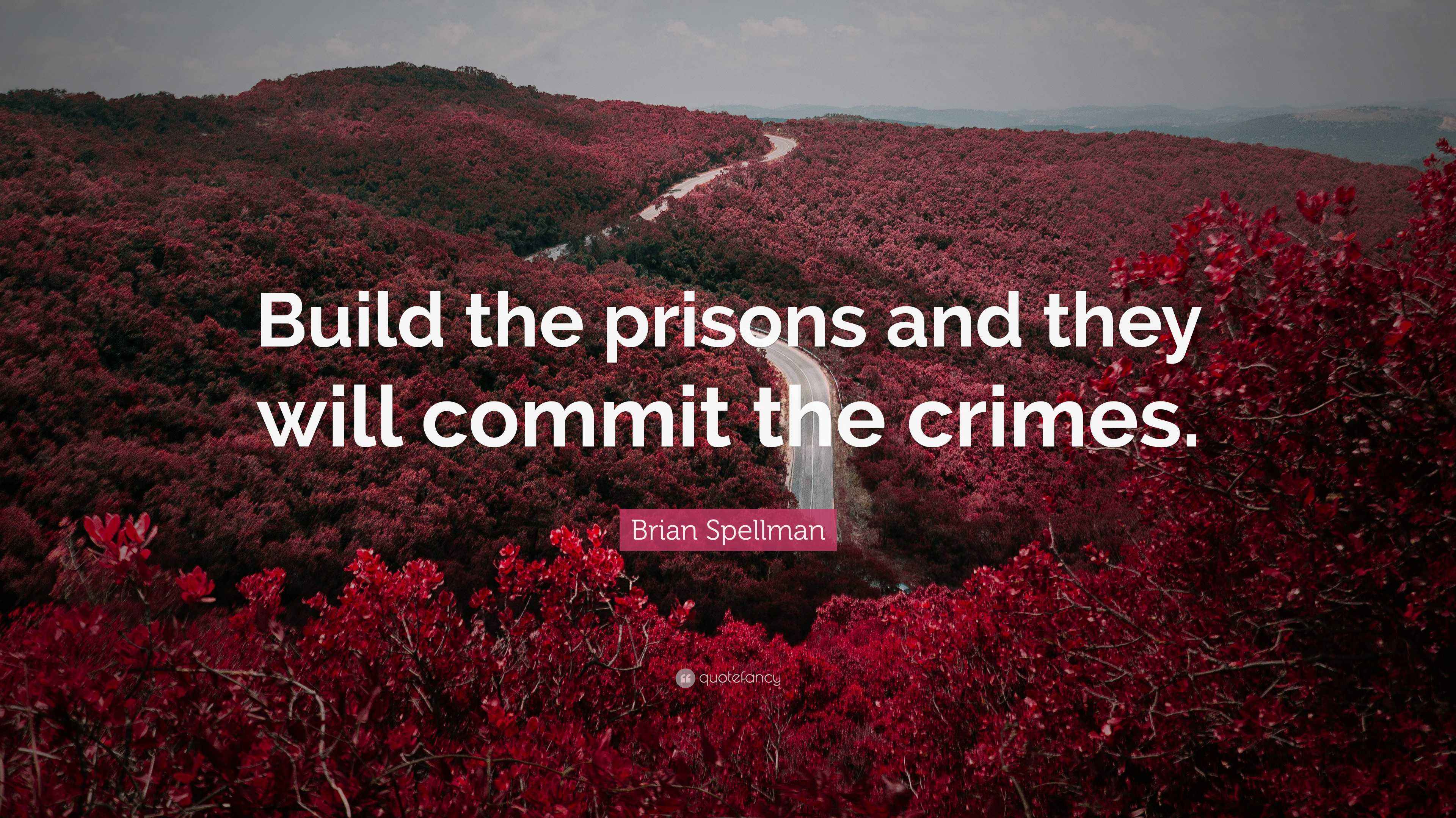 Brian Spellman Quote: “Build the prisons and they will commit the crimes.”