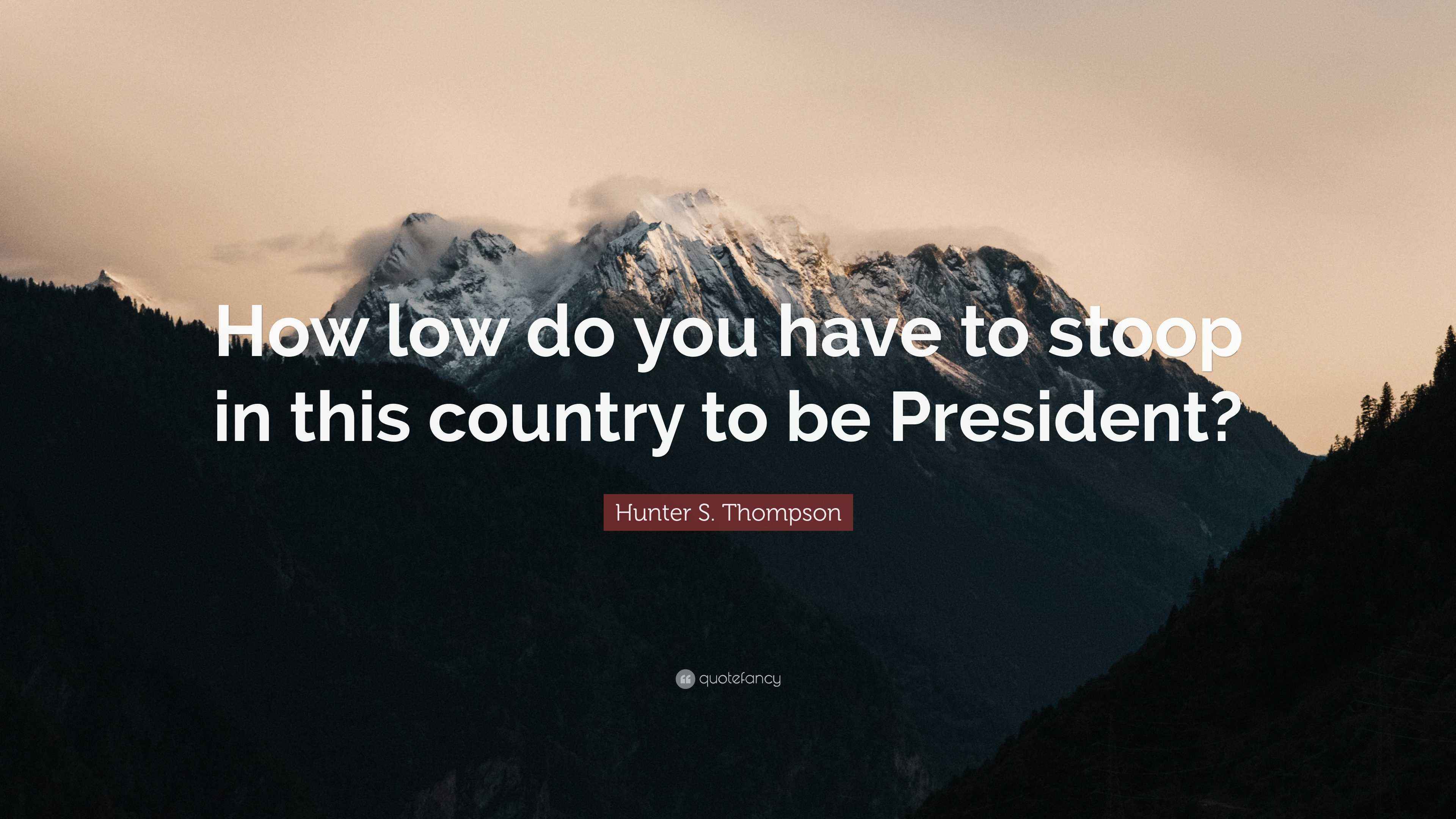 Hunter S. Thompson Quote: “How low do you have to stoop in this country ...