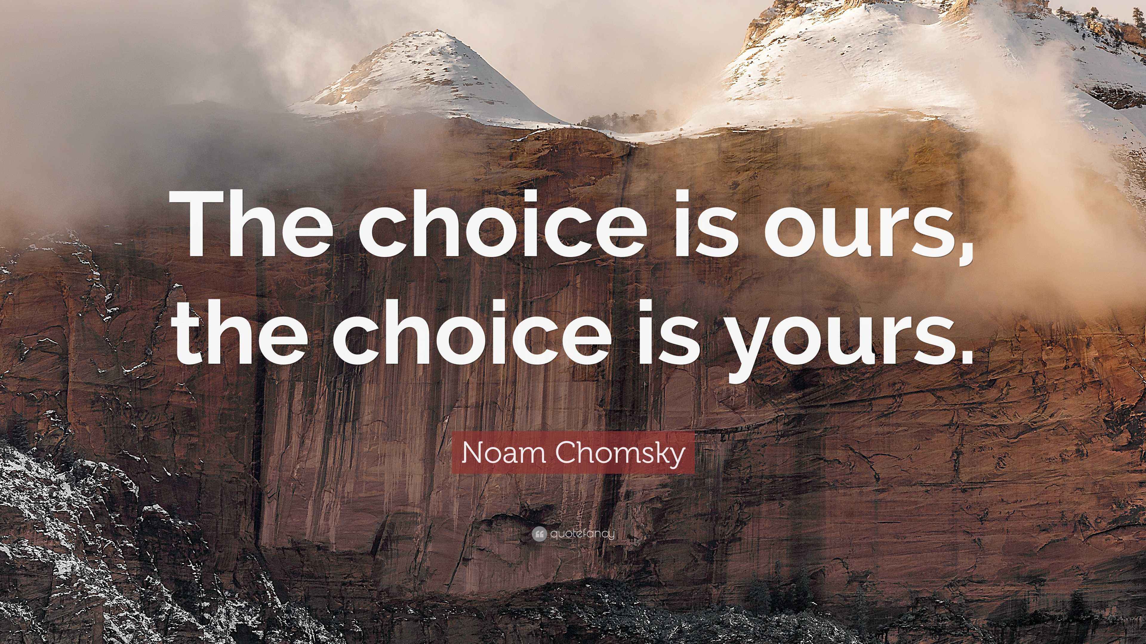 Noam Chomsky Quote: “The choice is ours, the choice is yours.”