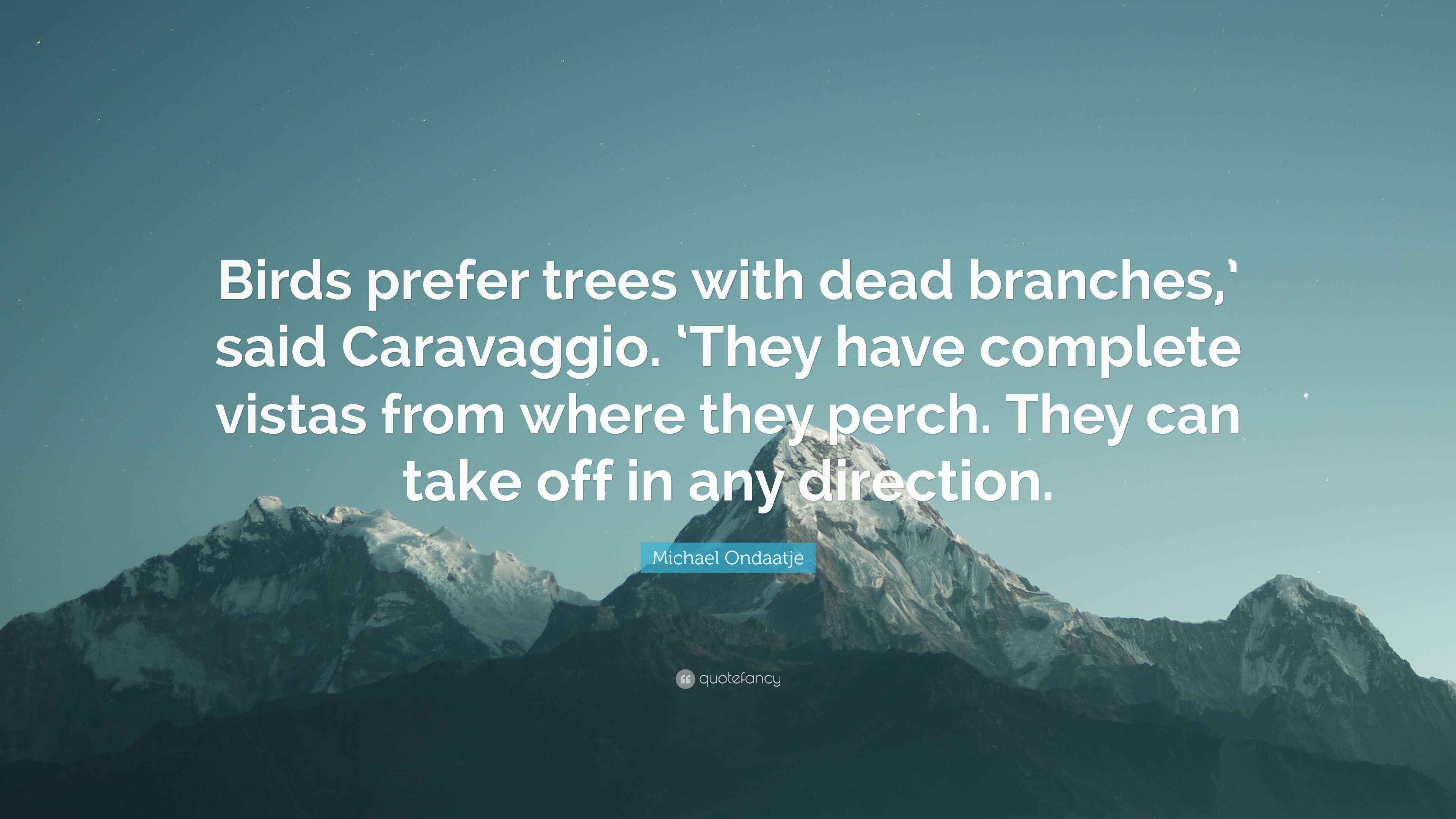 Michael Ondaatje Quote: “Birds prefer trees with dead branches,’ said ...