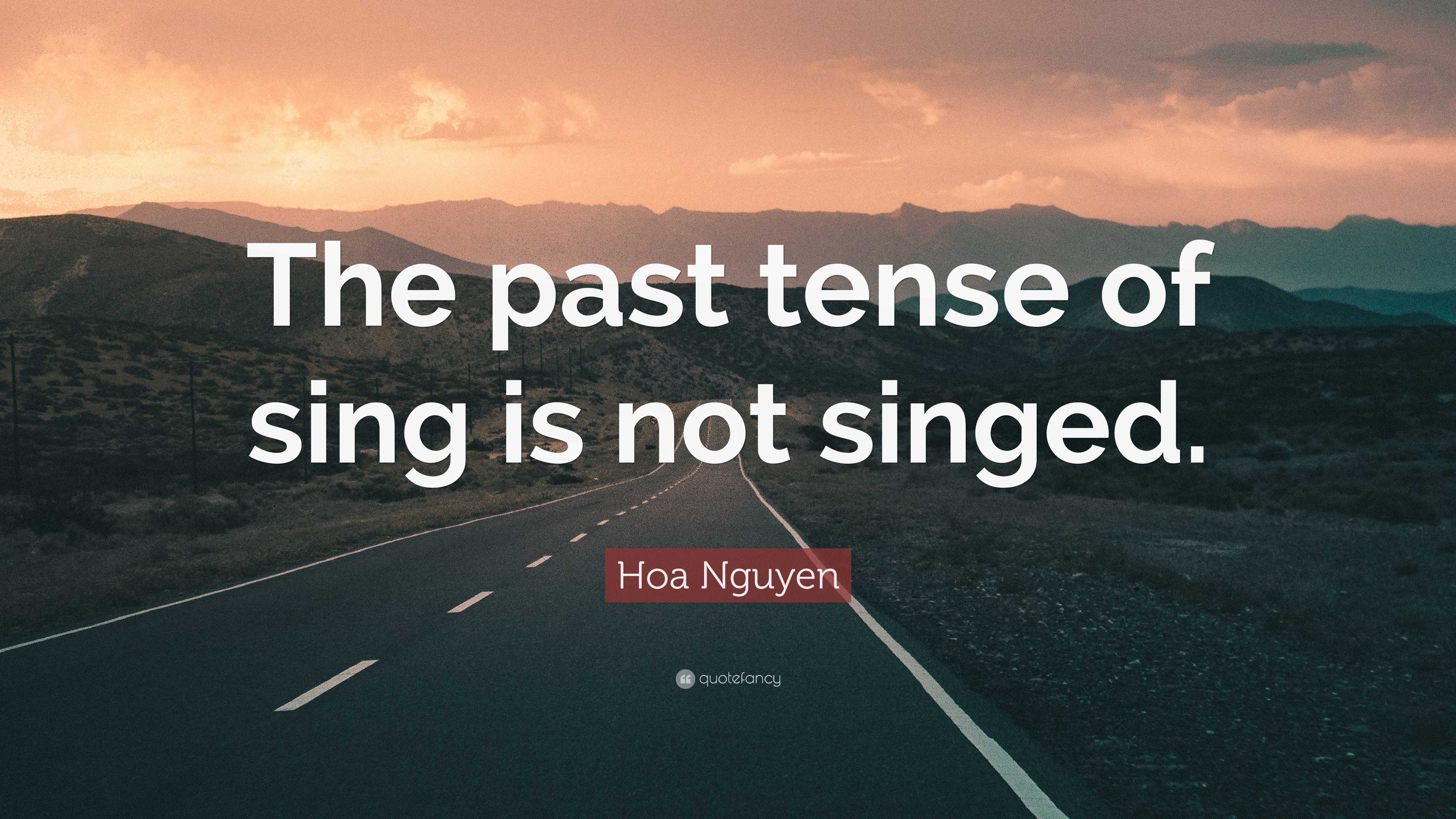 Hoa Nguyen Quote: “The past tense of sing is not singed.”