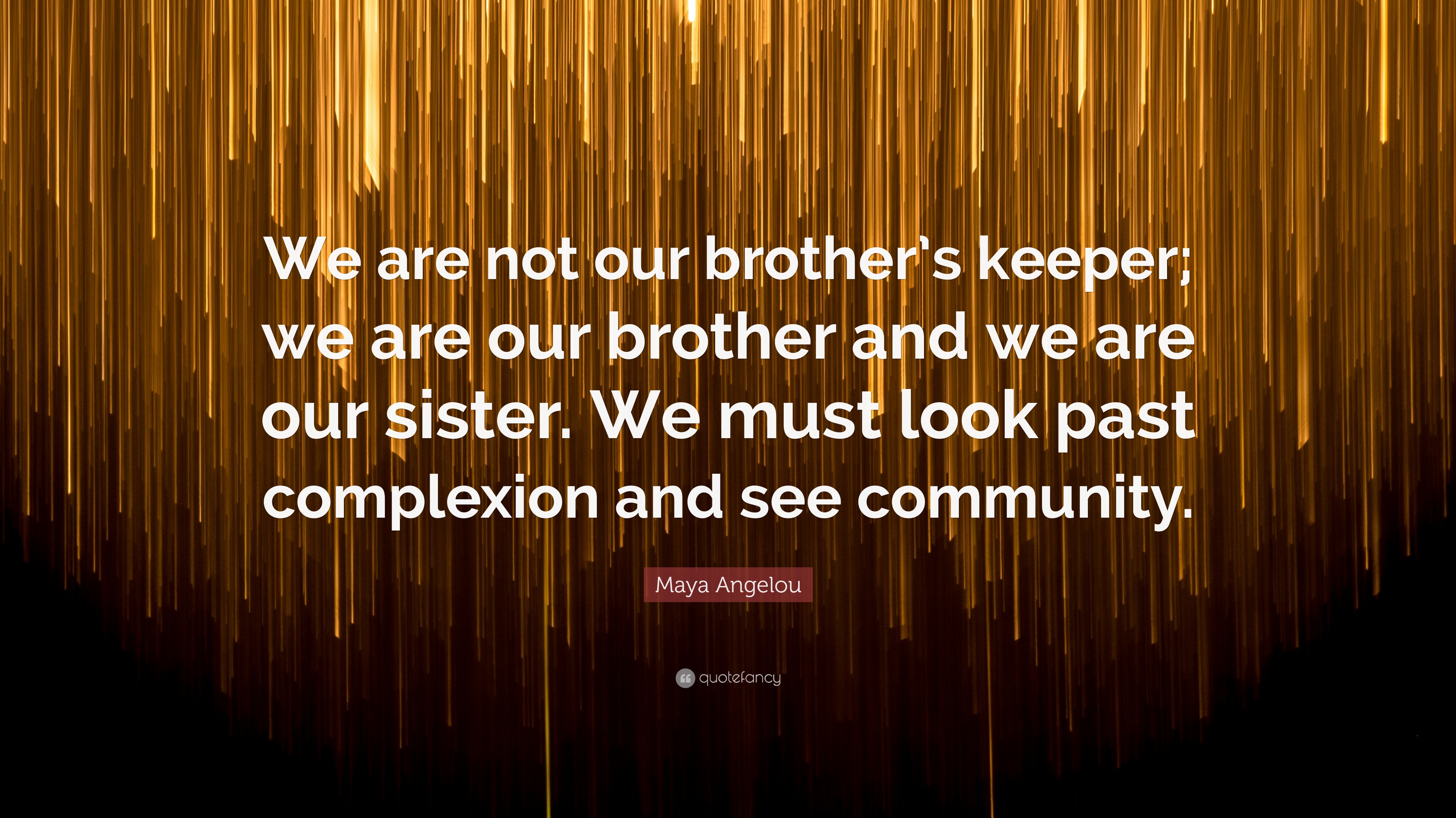 Maya Angelou Quote: “We are not our brother’s keeper we are our brother ...