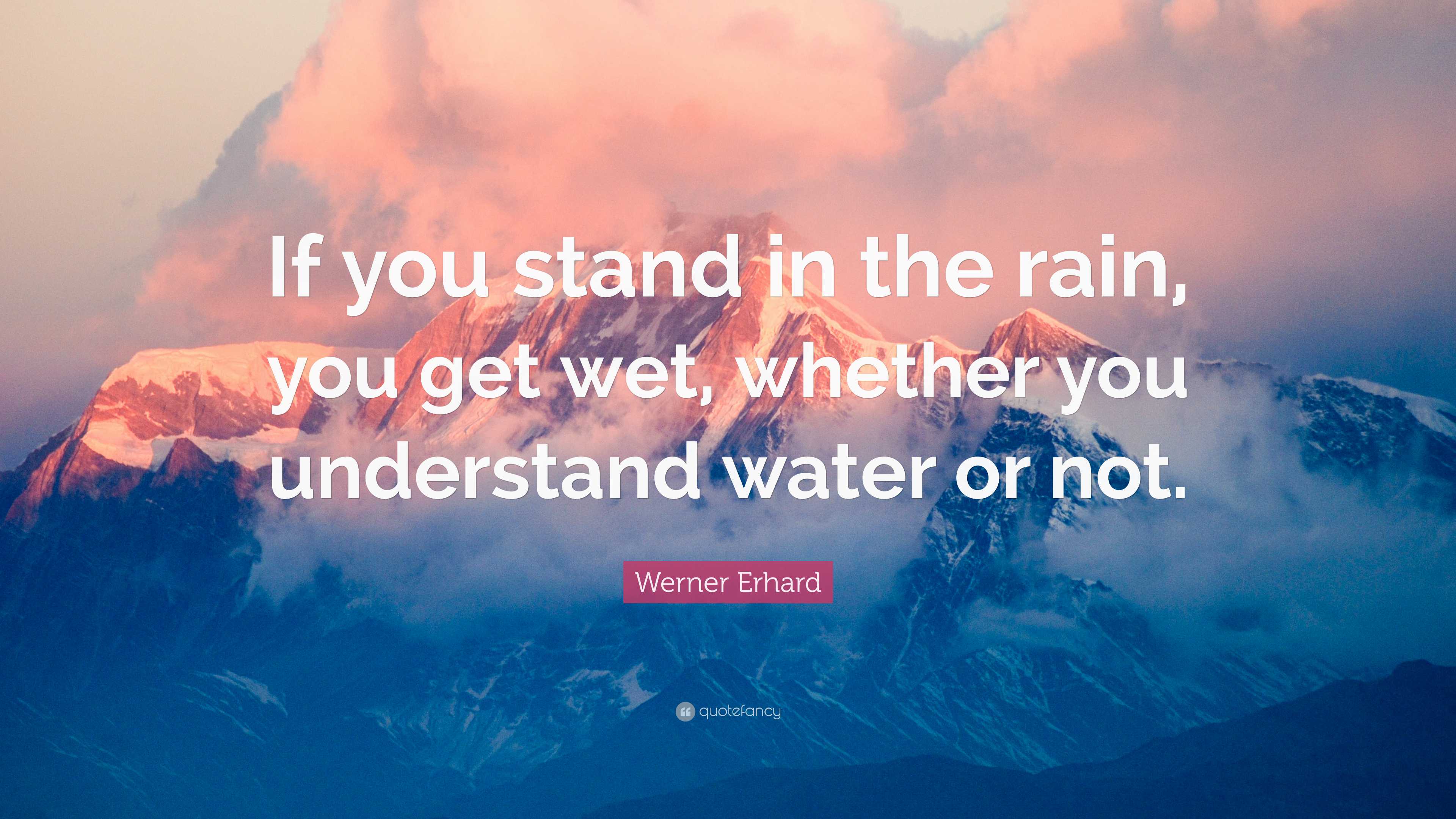Werner Erhard Quote: “If you stand in the rain, you get wet, whether ...