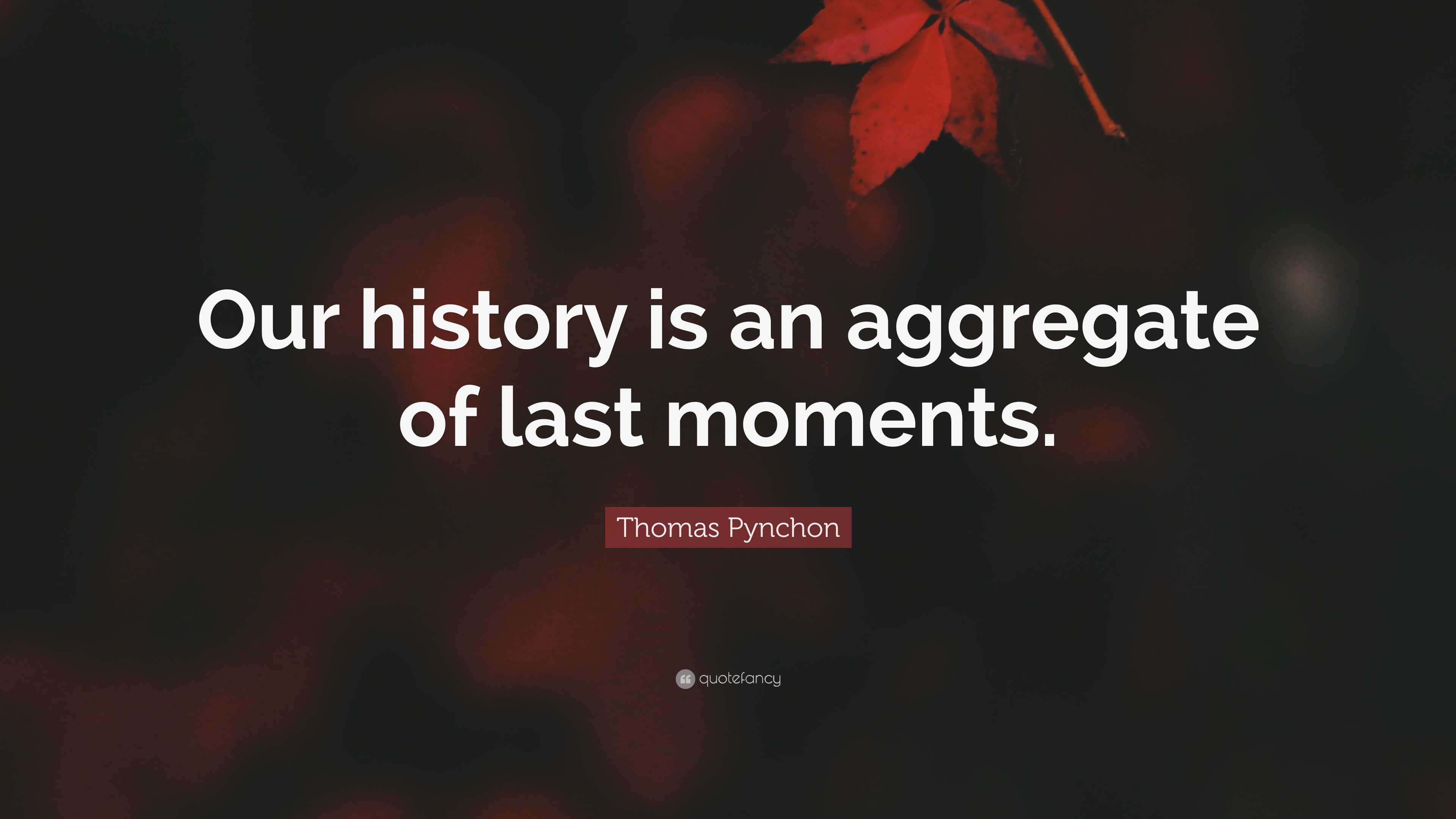 Thomas Pynchon Quote: “Our history is an aggregate of last moments.”