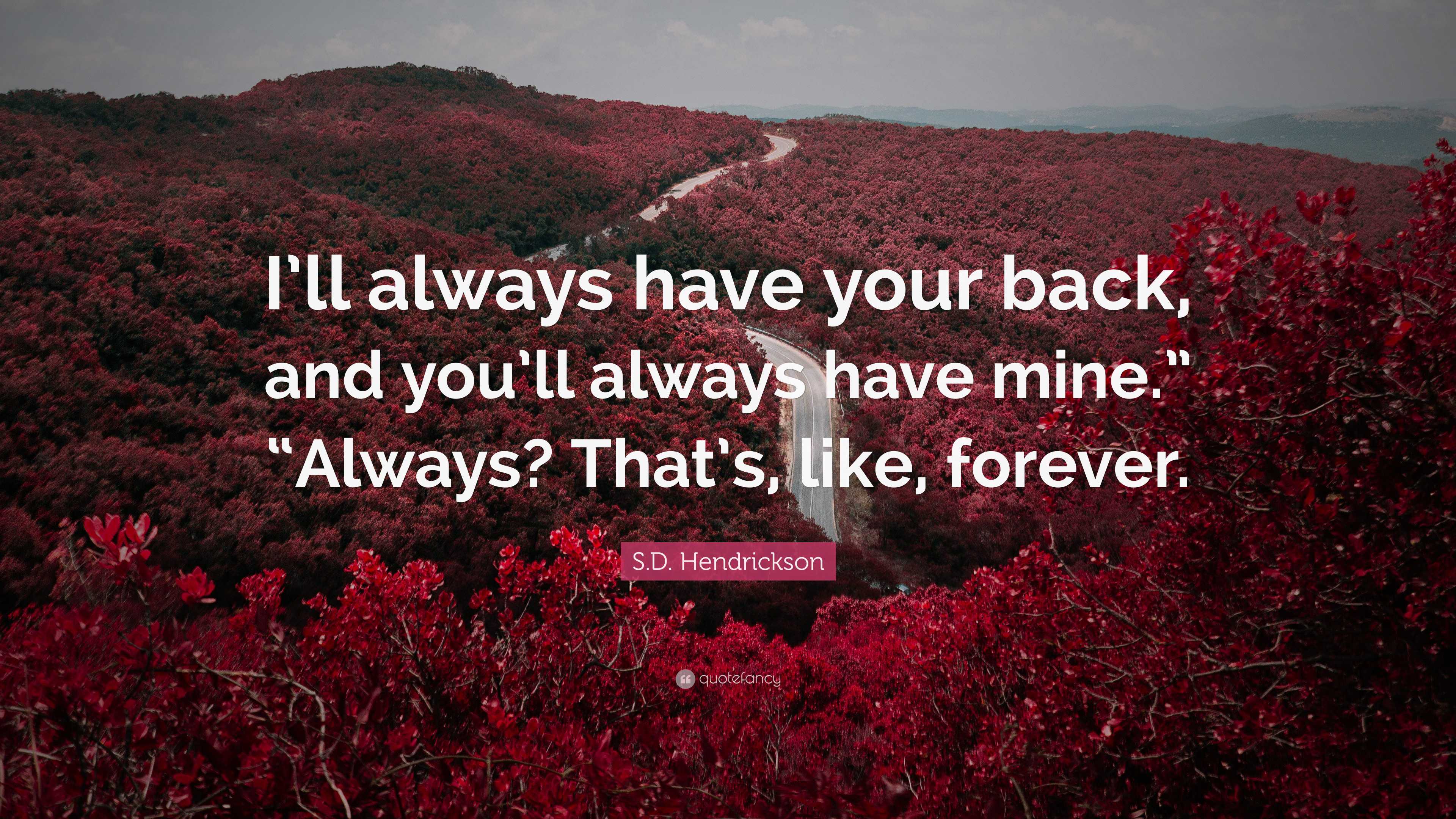 S.D. Hendrickson Quote: “I’ll always have your back, and you’ll always ...