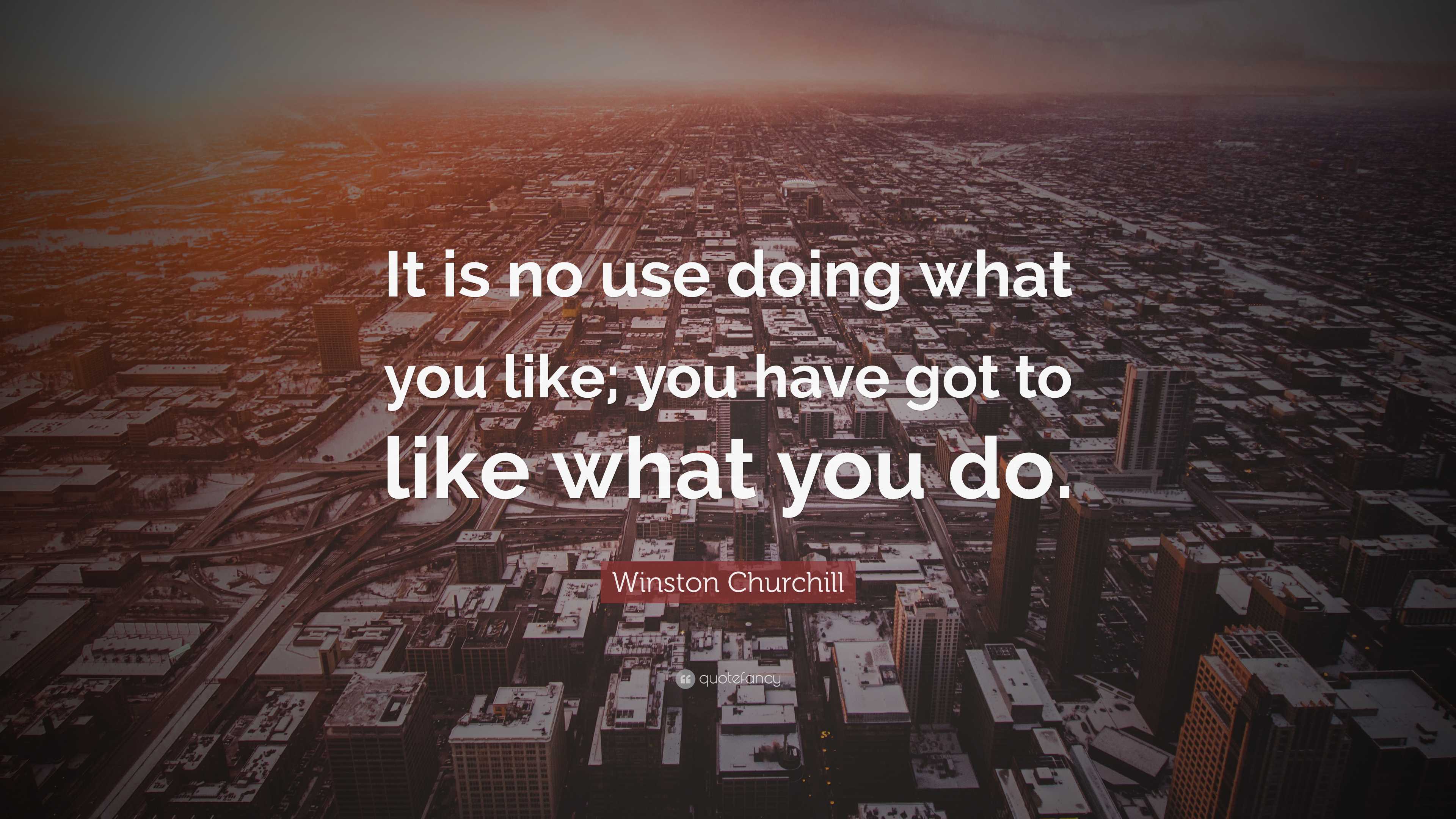 Winston Churchill Quote: “It is no use doing what you like; you have ...